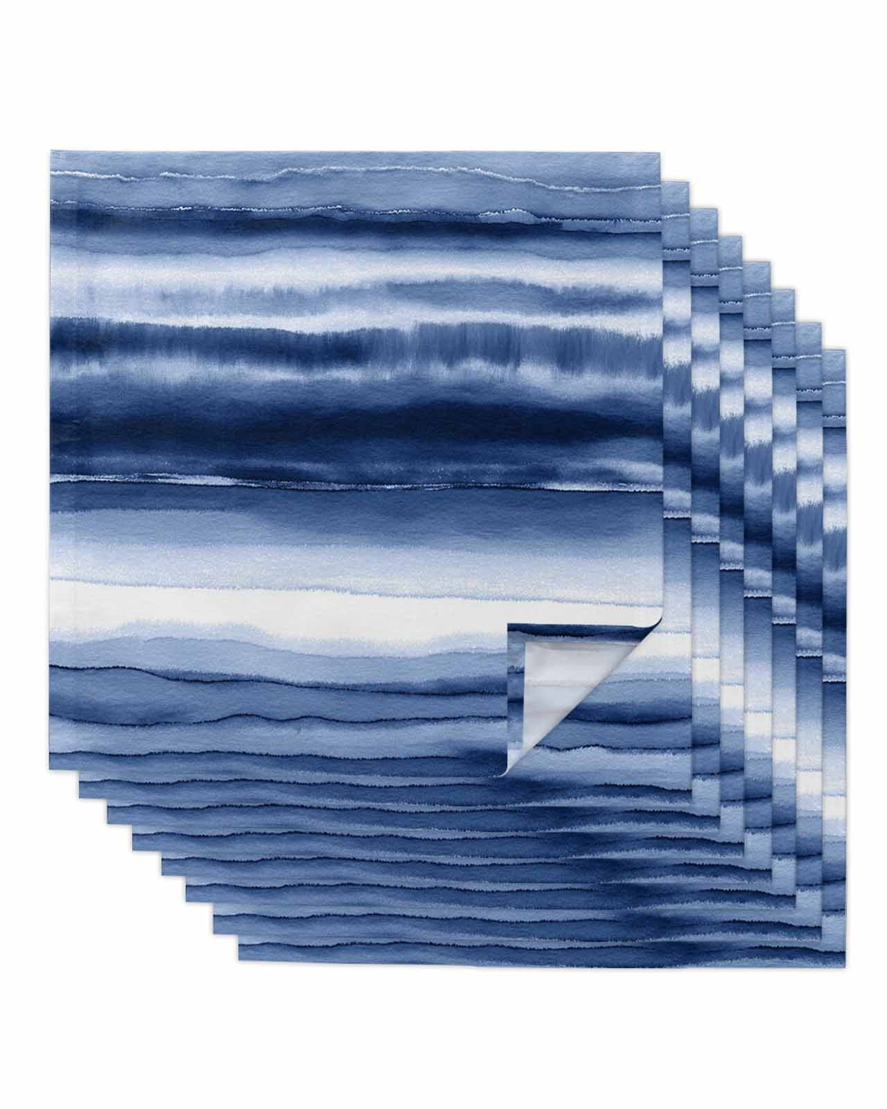 Navy Blue Ombre Cloth Napkins Set of 8 Reusable Dinner Napkins, Modern ...