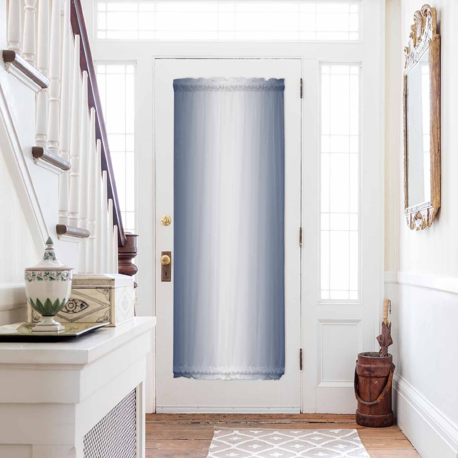 Navy Blue Ombre Door Curtains for Door Window, French Sidelight Front ...