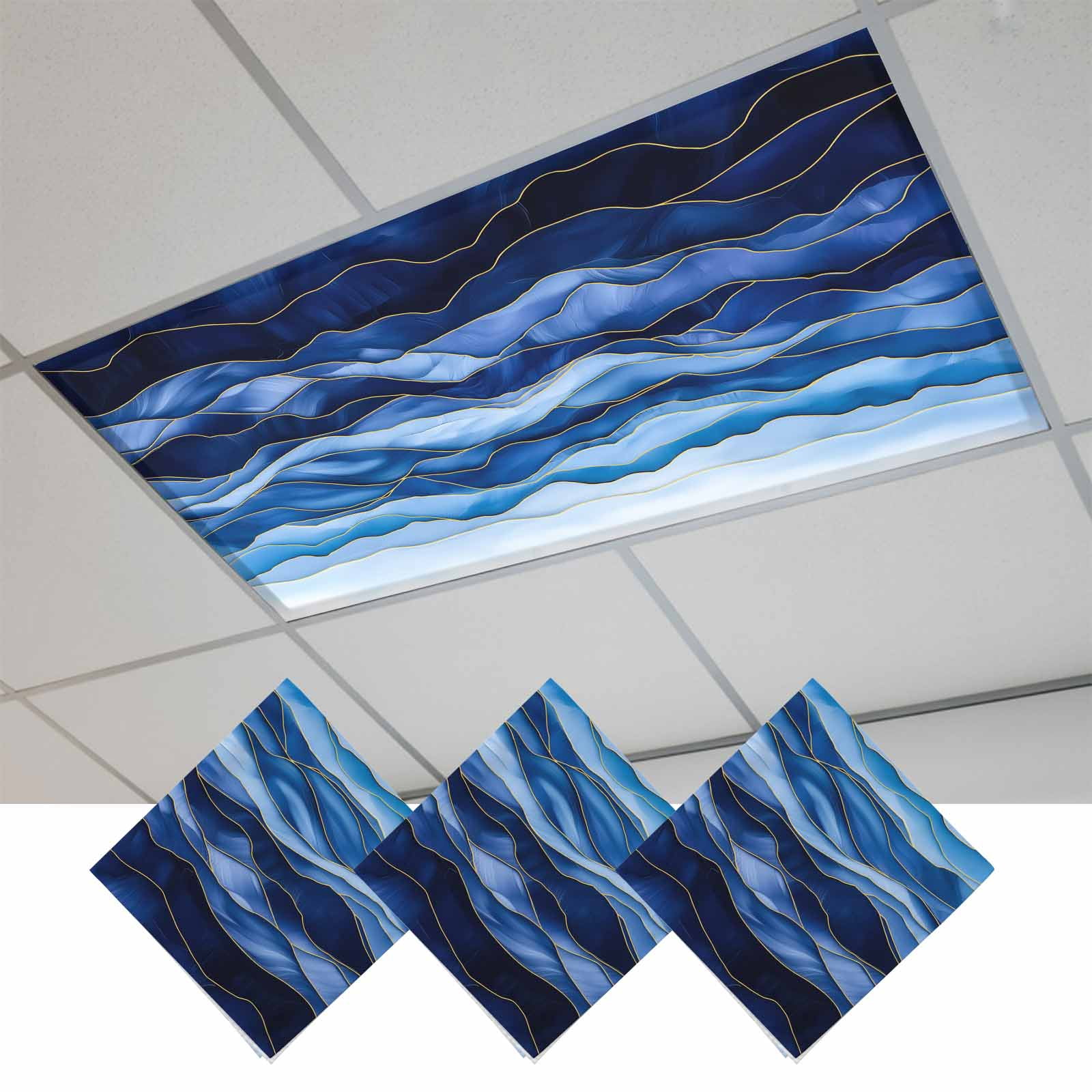 Navy Blue Ombre Fluorescent Light Covers, Modern Moire Abstract Art ...