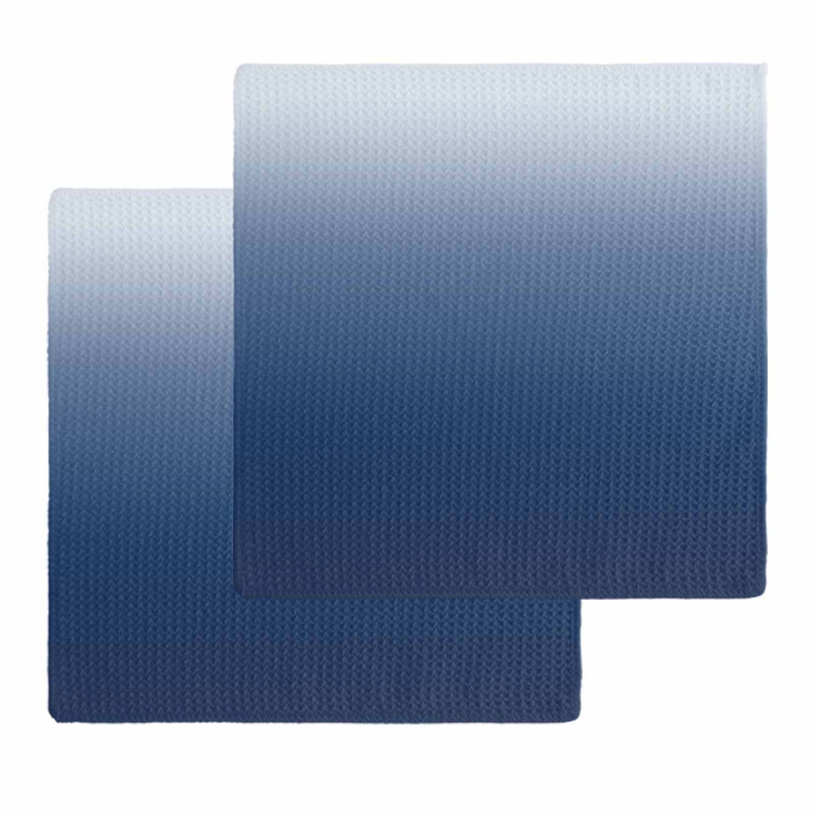 Navy Blue Ombre Kitchen Dish Towels for Drying Dishes Set of 2, Modern ...