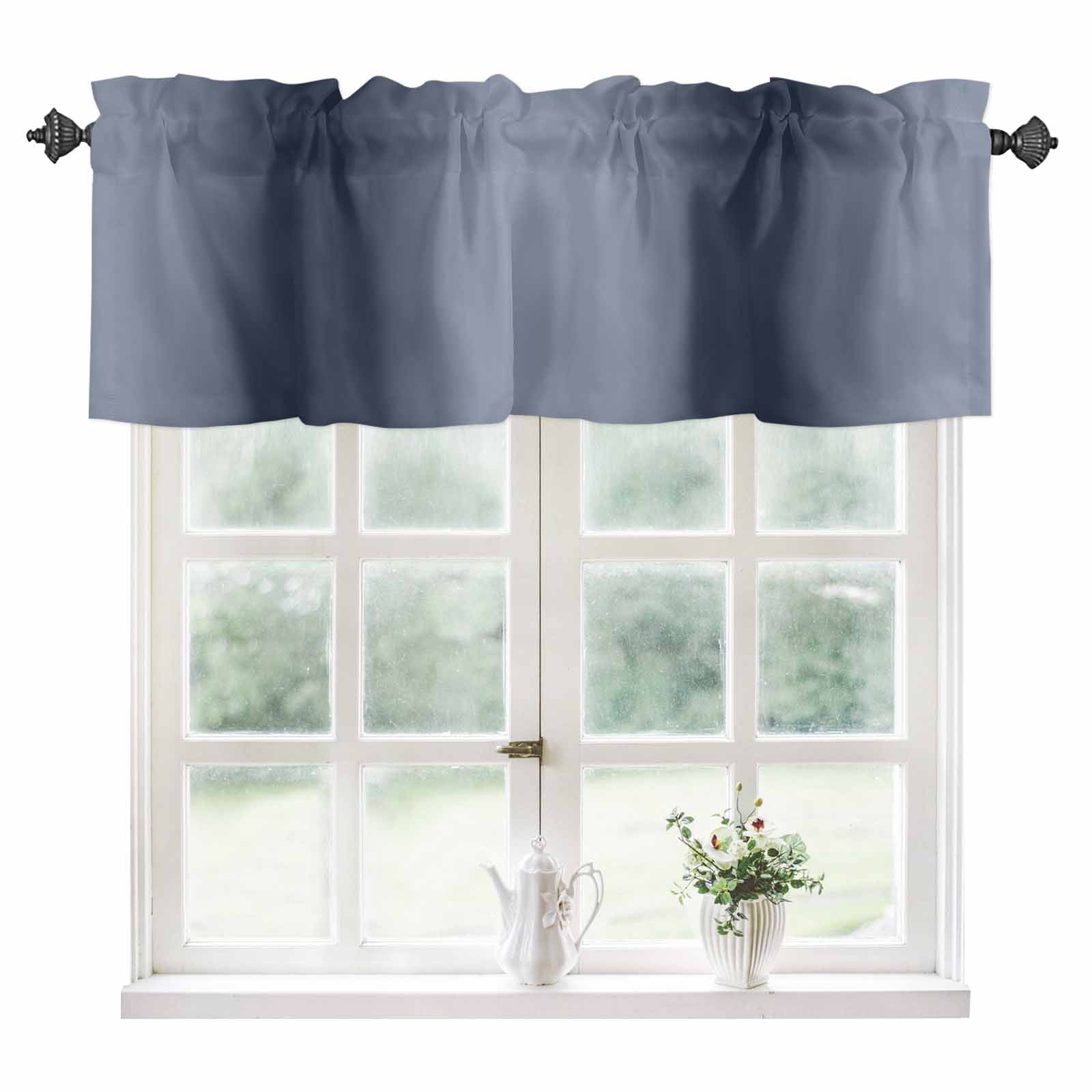 Navy Blue Ombre Kitchen Valances for Windows 60x18 Inch Kitchen ...