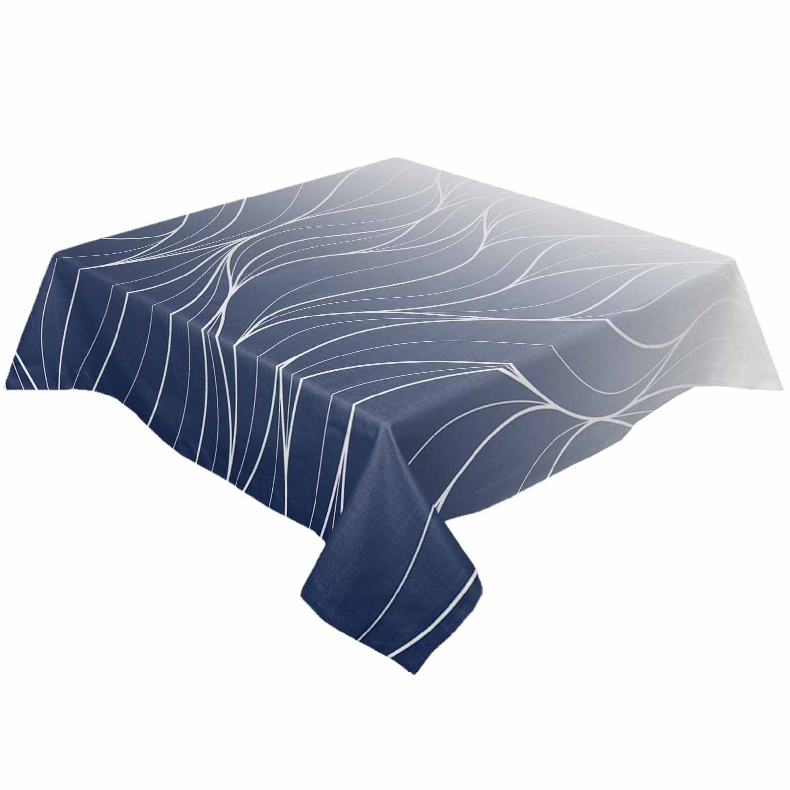 Navy Blue Ombre Lines Square/Round Tablecloths 60x60,Simple Blue White ...