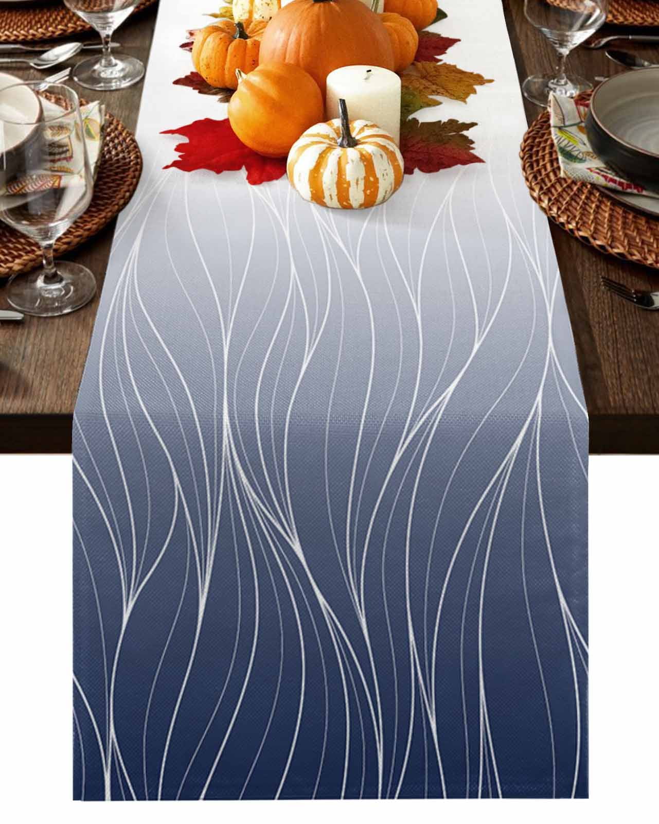 Navy Blue Ombre Lines Table Runner-Cotton Linen- 72 Inch Holiday ...