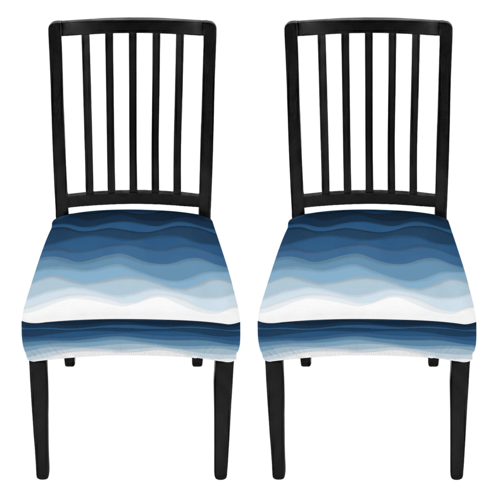 Navy Blue Ombre Seat Covers for Dining Room Chairs Set of 2, Modern ...