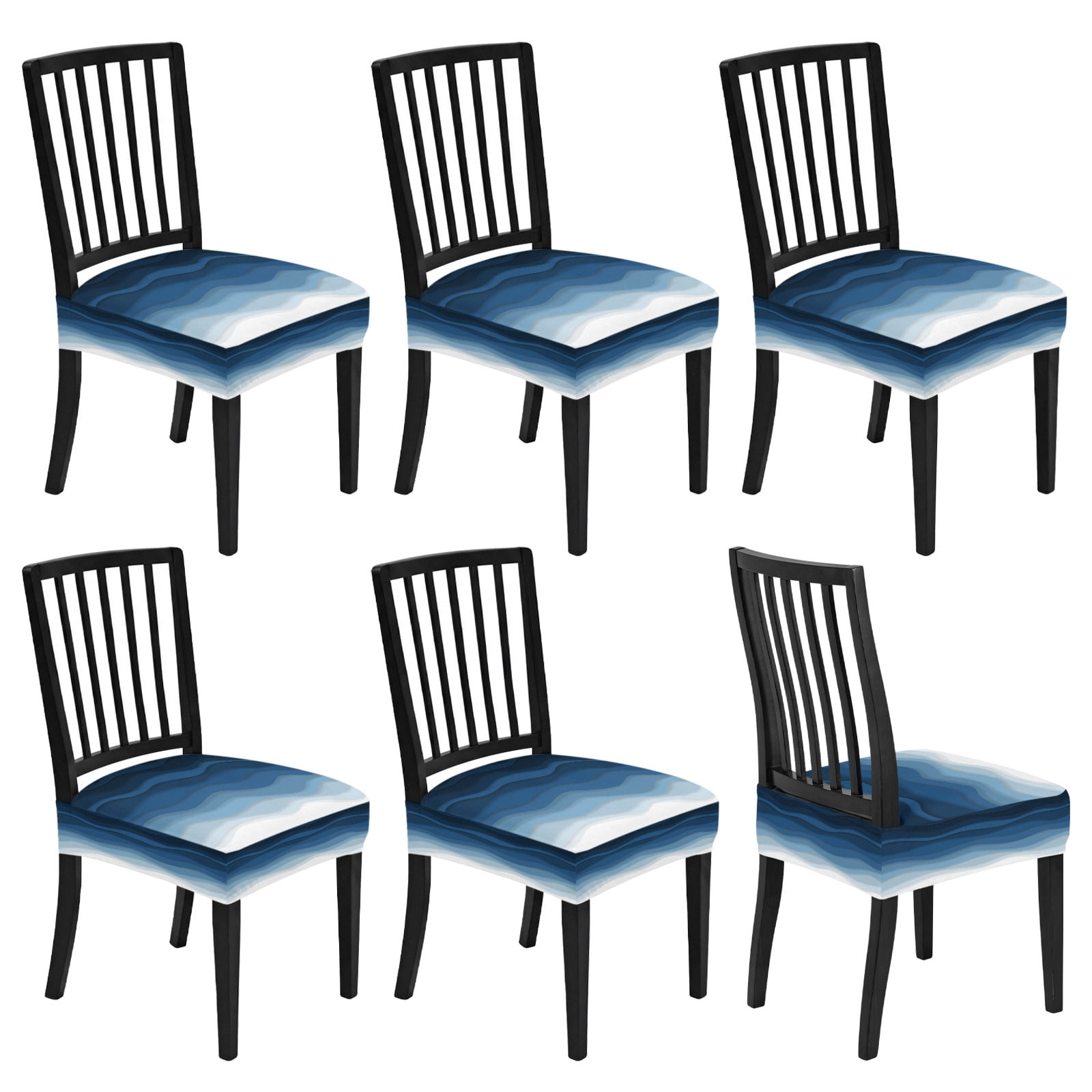 Navy Blue Ombre Seat Covers for Dining Room Chairs Set of 6, Modern ...