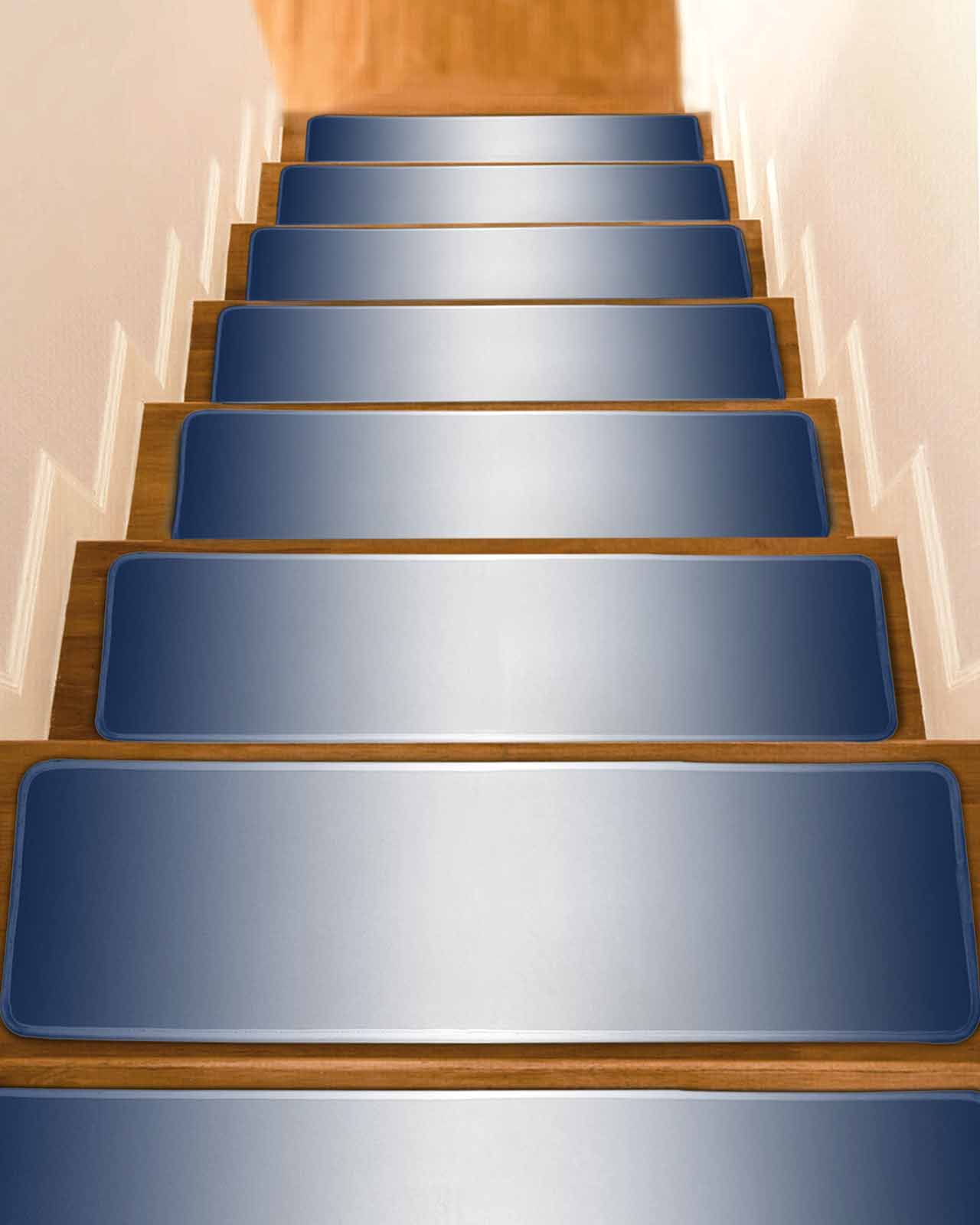 Navy Blue Ombre Stair Treads for Wooden Steps Indoor Runner Rug Carpet ...
