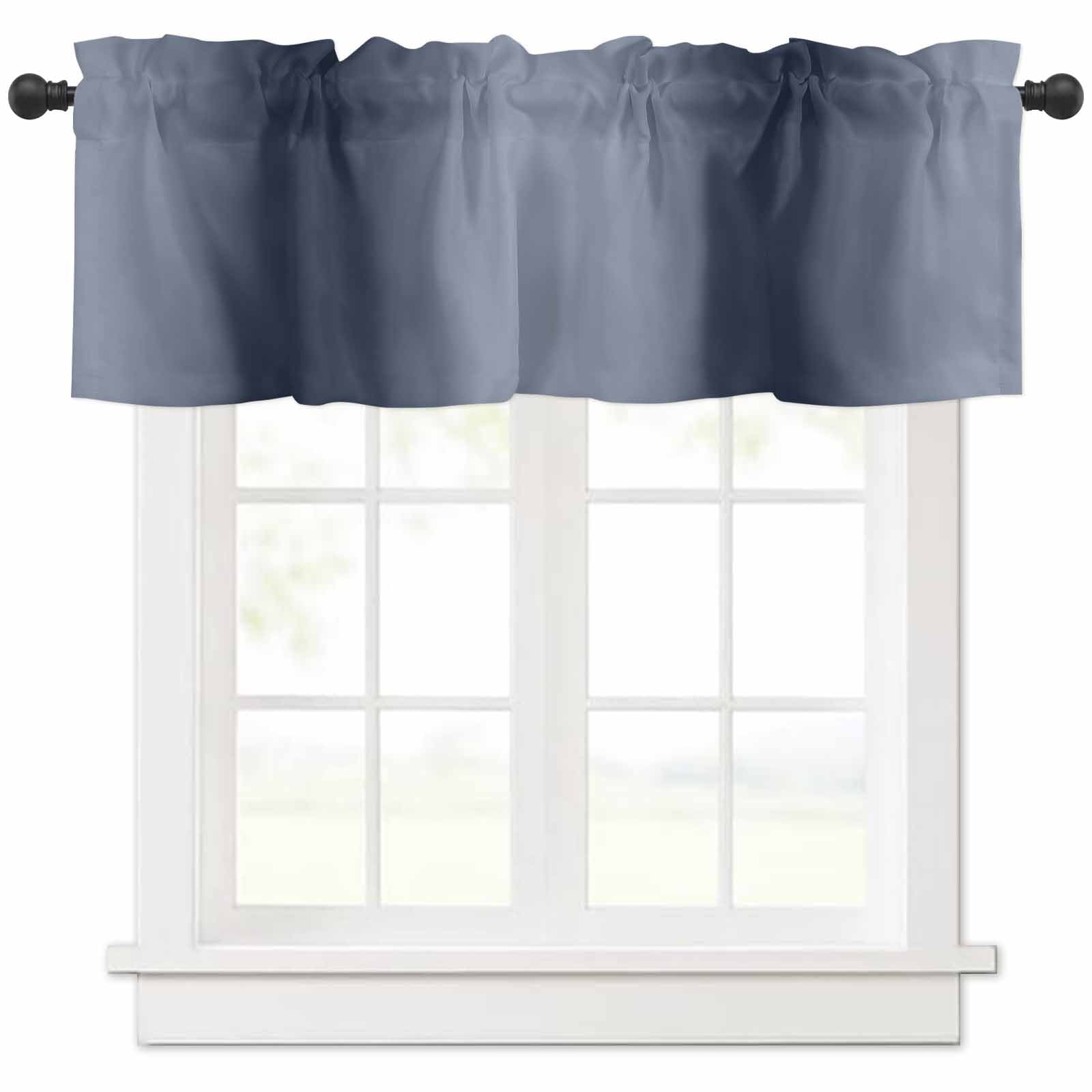 Navy Blue Ombre Valances for Windows Farmhouse Kitchen Curtains ...