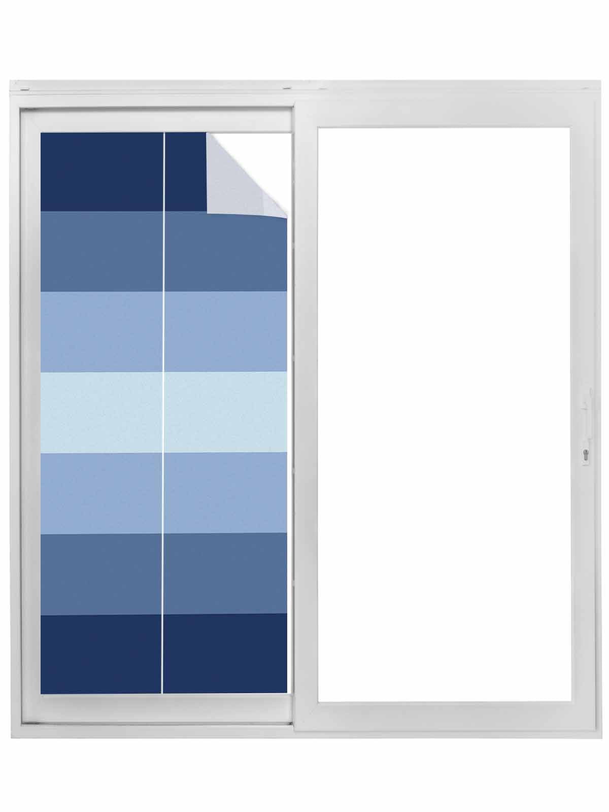 Navy Blue Ombre Window Privacy Film, Gradient Navy Blue Woods Farmhouse ...
