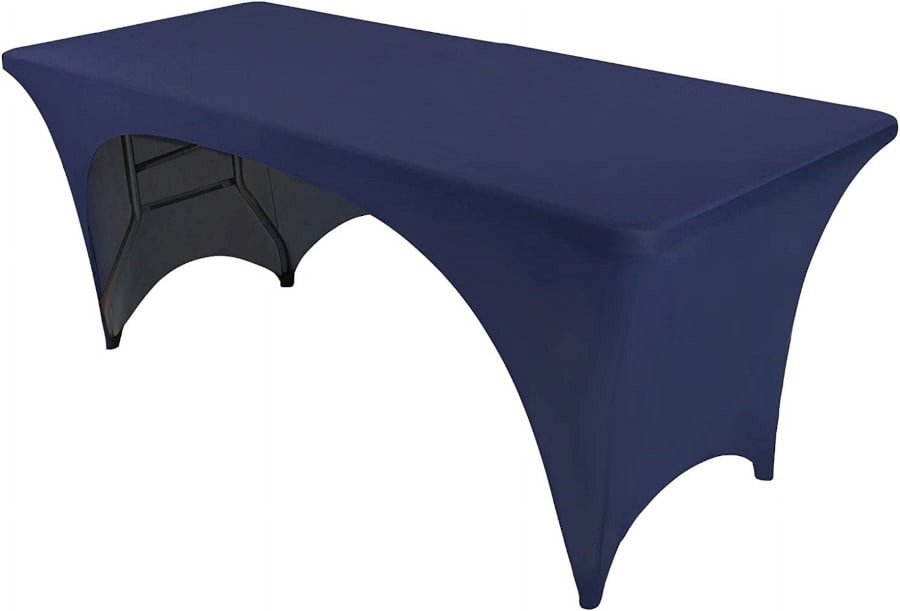 Navy Blue 6 Foot Stretchy Cloth Fitted Spandex Open Back Table Cover ...