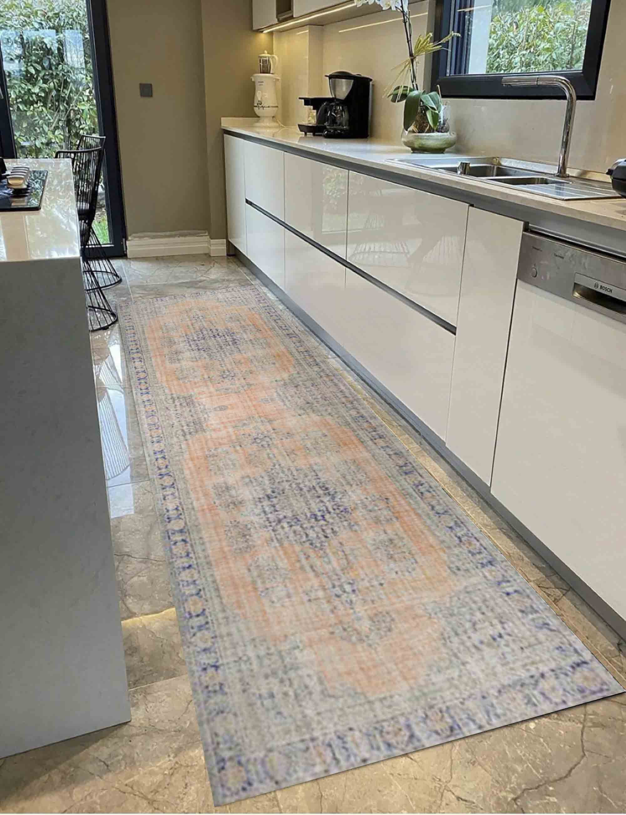 Navy Blue and Orange Rug, Medallion Rug, Faded Rugs, Oriental Rug ...