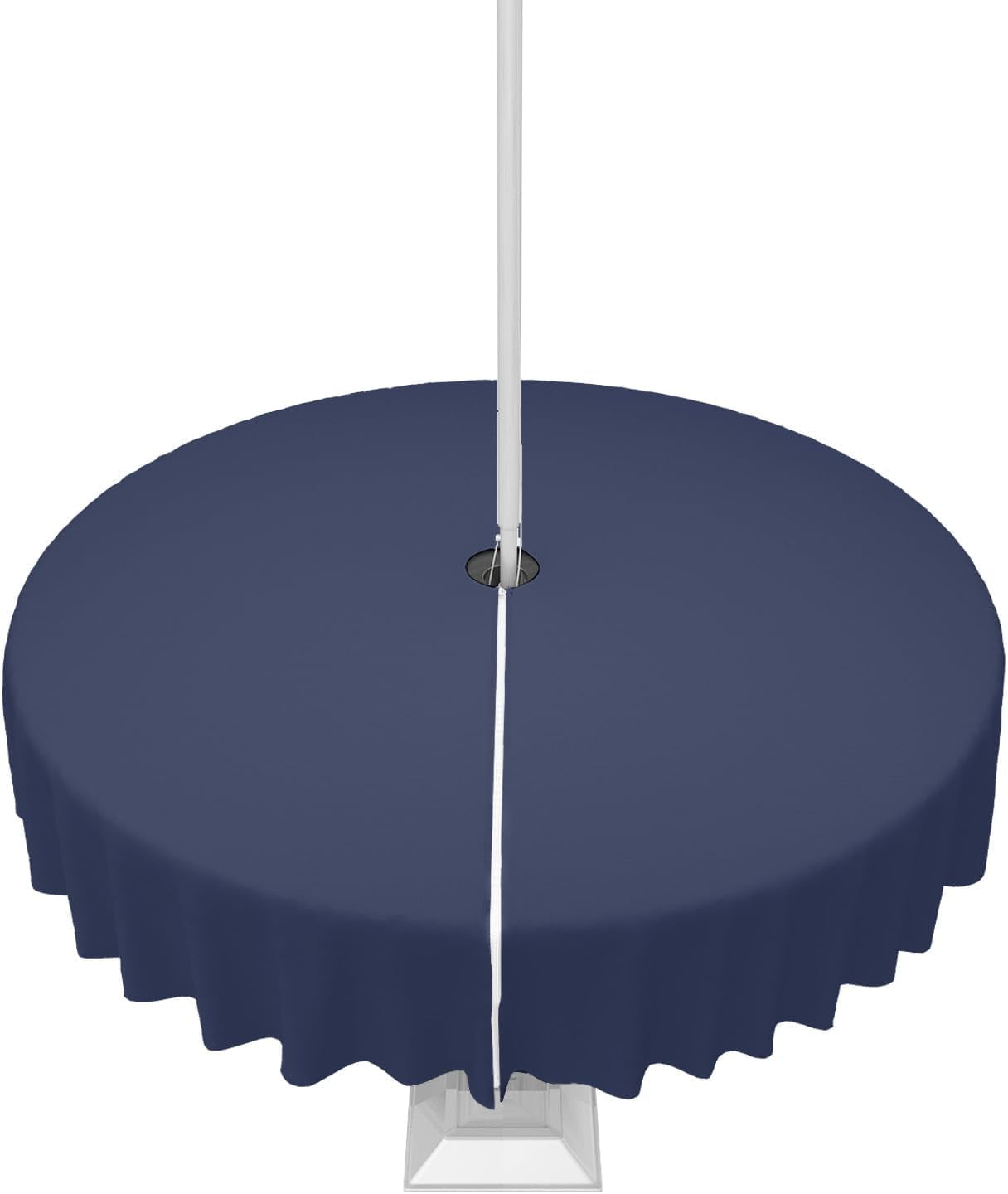 Navy Blue Outdoor Tablecloth with Umbrella Hole and Zipper, Solid Color ...