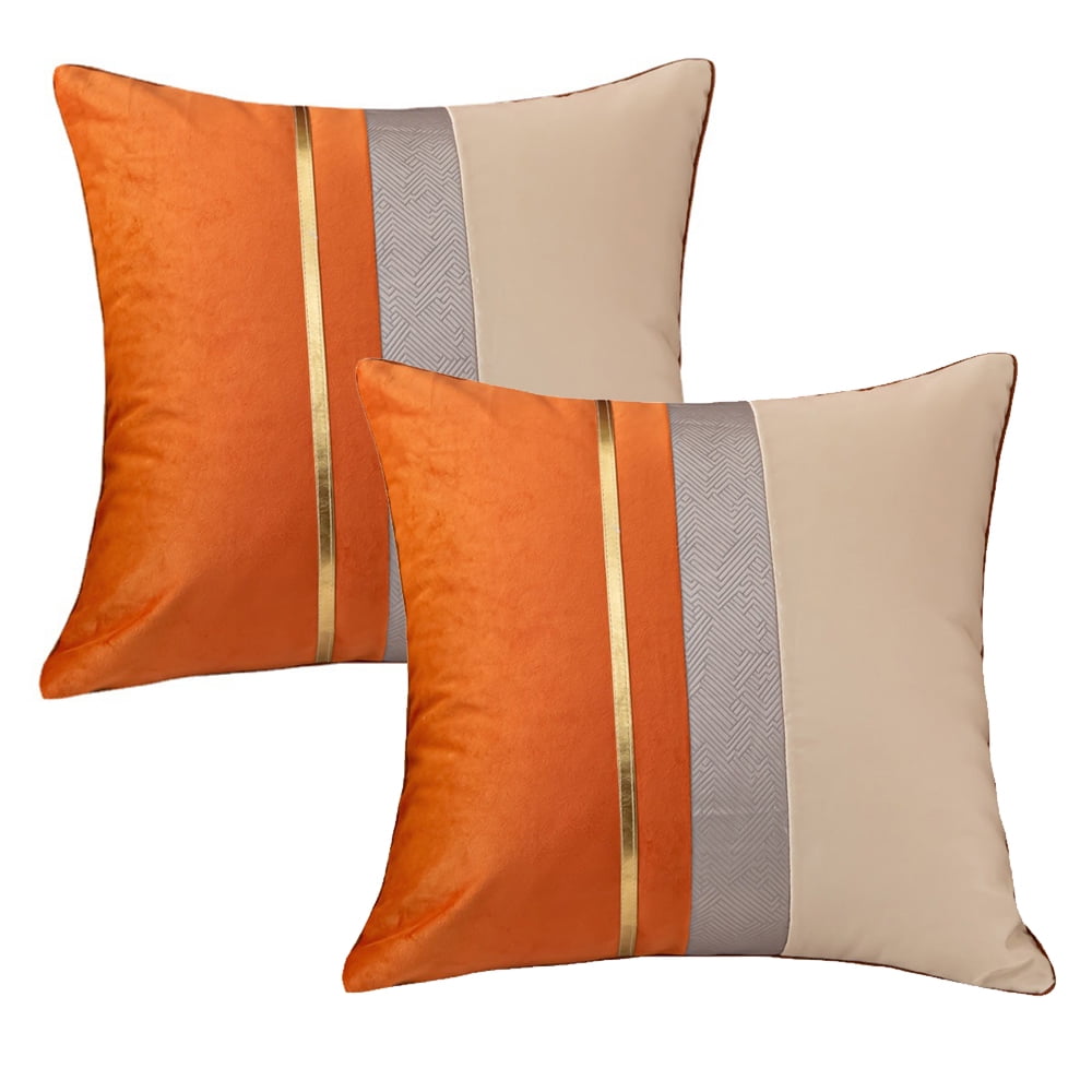 Navy Blue Patchwork Throw Pillow Cover with Gold Striped Cushion Case ...