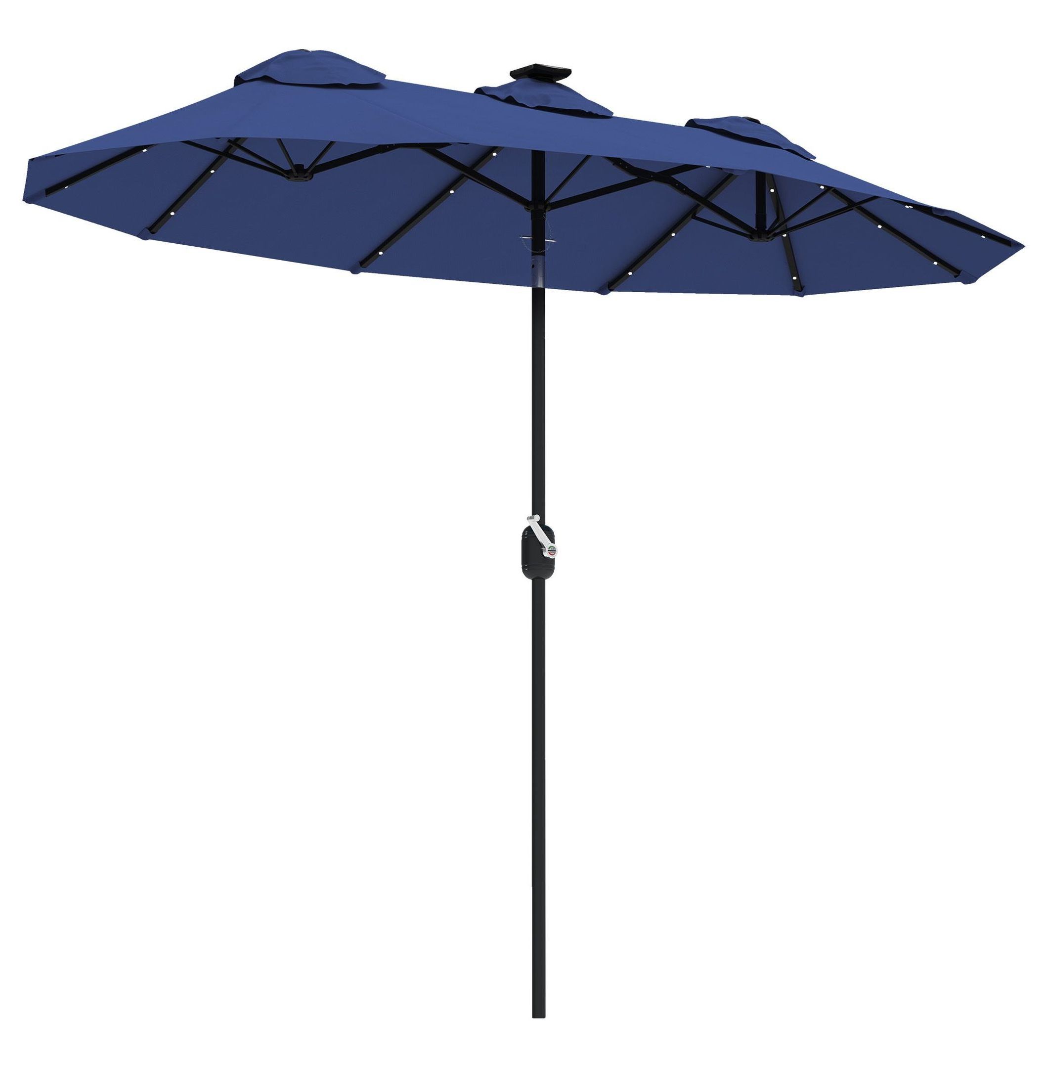 Navy Blue Patio Umbrella 9.7ft, Outdoor Umbrella with LED Lights & Tilt ...