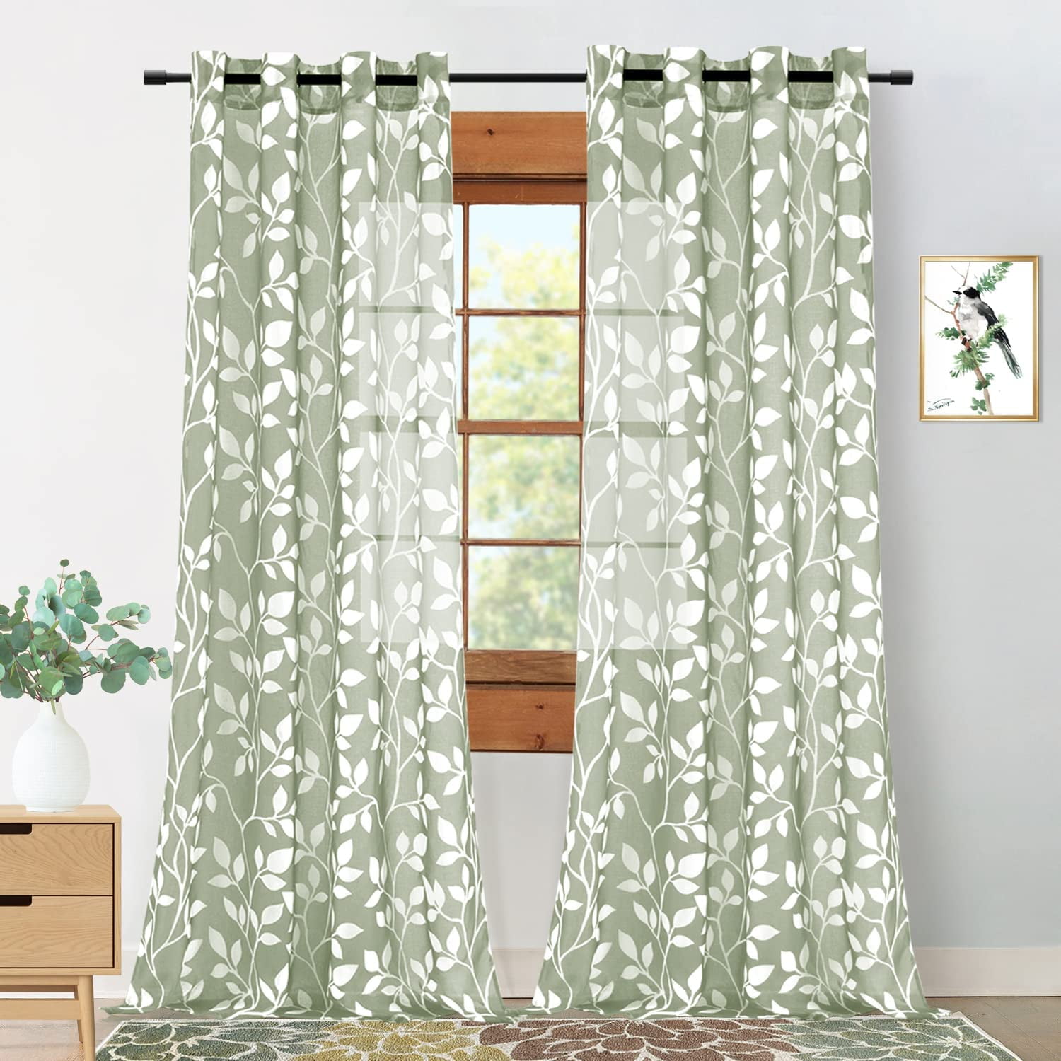 Navy Blue Pattern Curtains 84 Inch Length for Living Room 2 Panels Set ...