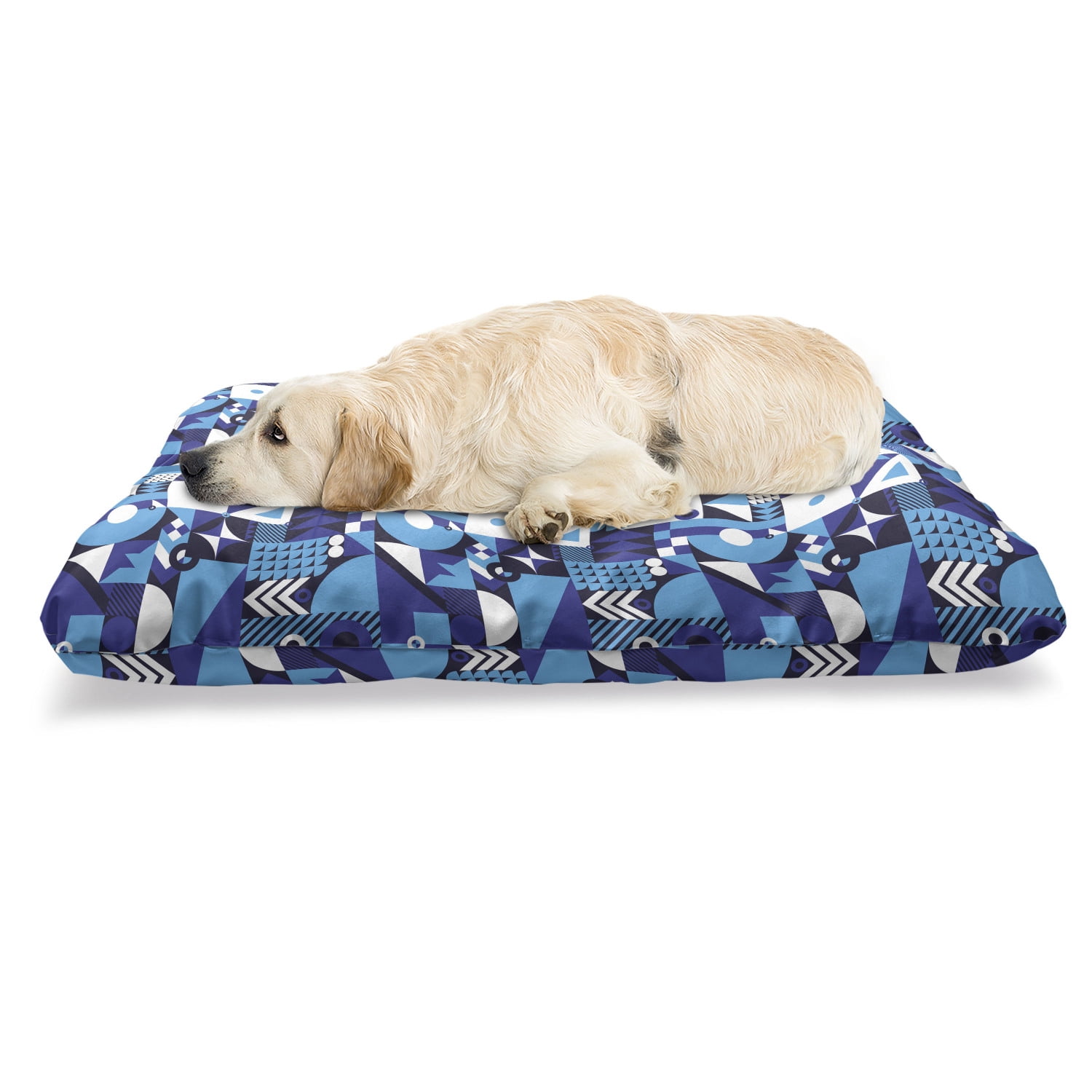 Navy Blue Pet Bed, Contemporary Geometric Mosaic with Rich Modern and ...