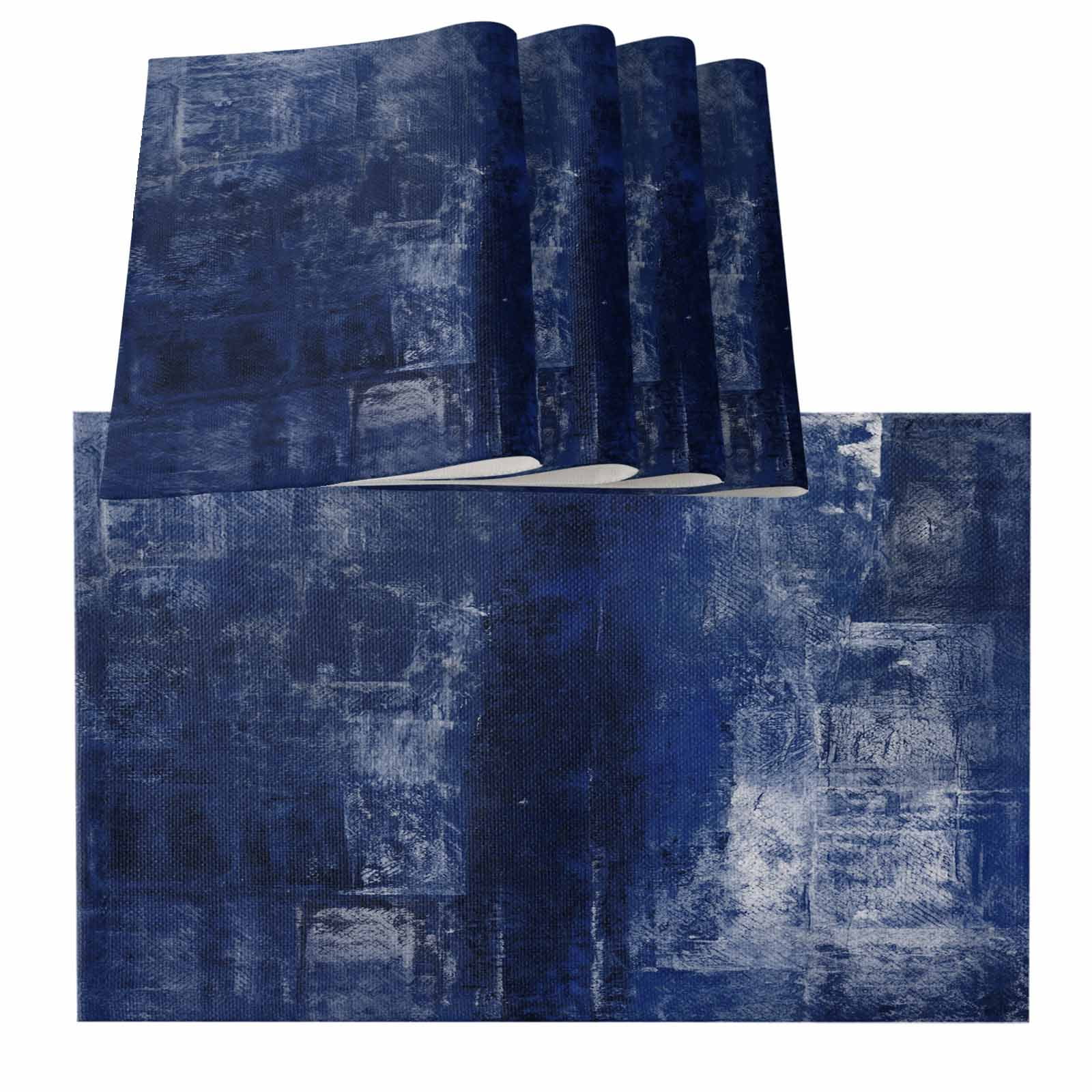 Navy Blue Placemats for Dinning Table Set of 6,Retro Oil Painting ...