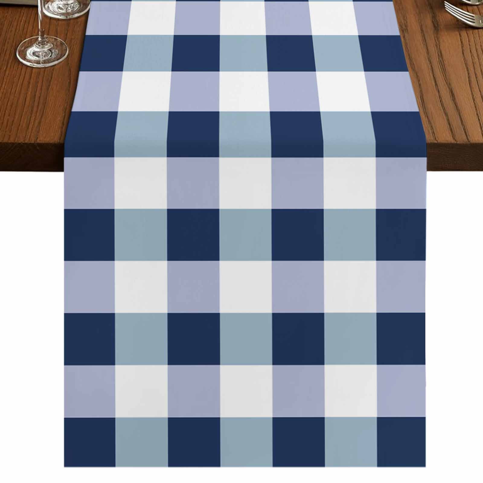 Navy Blue Plaid 36 Inch Table Runner, Spring Farmhouse Buffalo ...