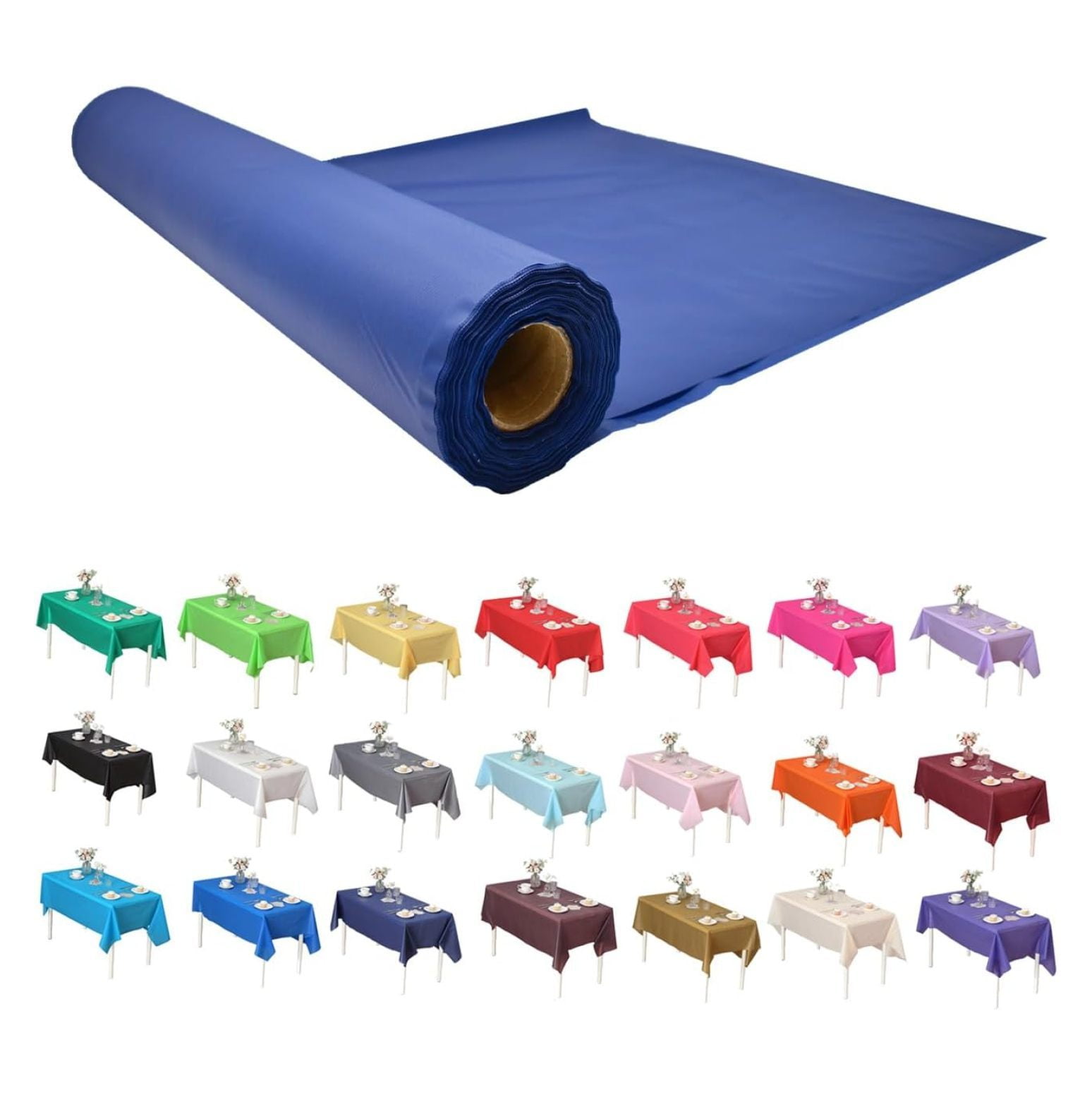 , Navy Blue Plastic Table Cover Roll - 40in X 100 feet Heavy Duty ...