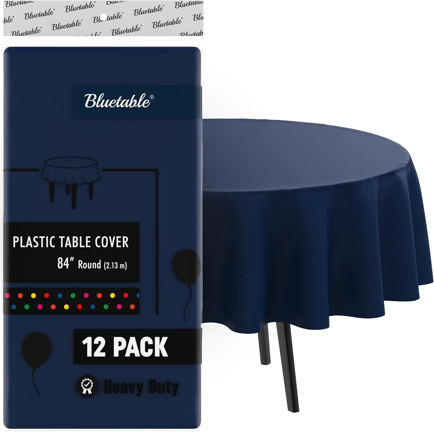 Navy Blue Plastic Tablecloth Round Disposable (12 Pack) Bulk - Ultra ...