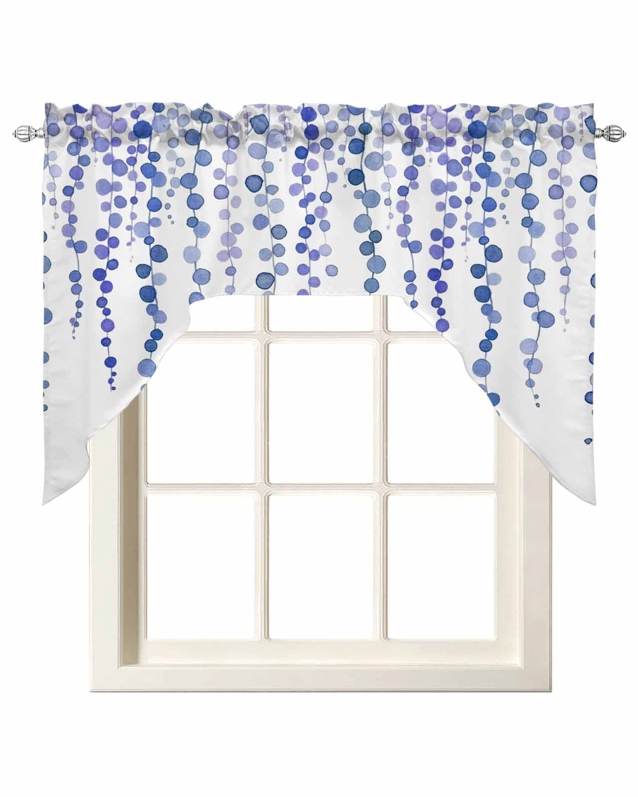 Navy Blue Polka Dots Swag Valances for Windows, Small Curtains Drapes ...
