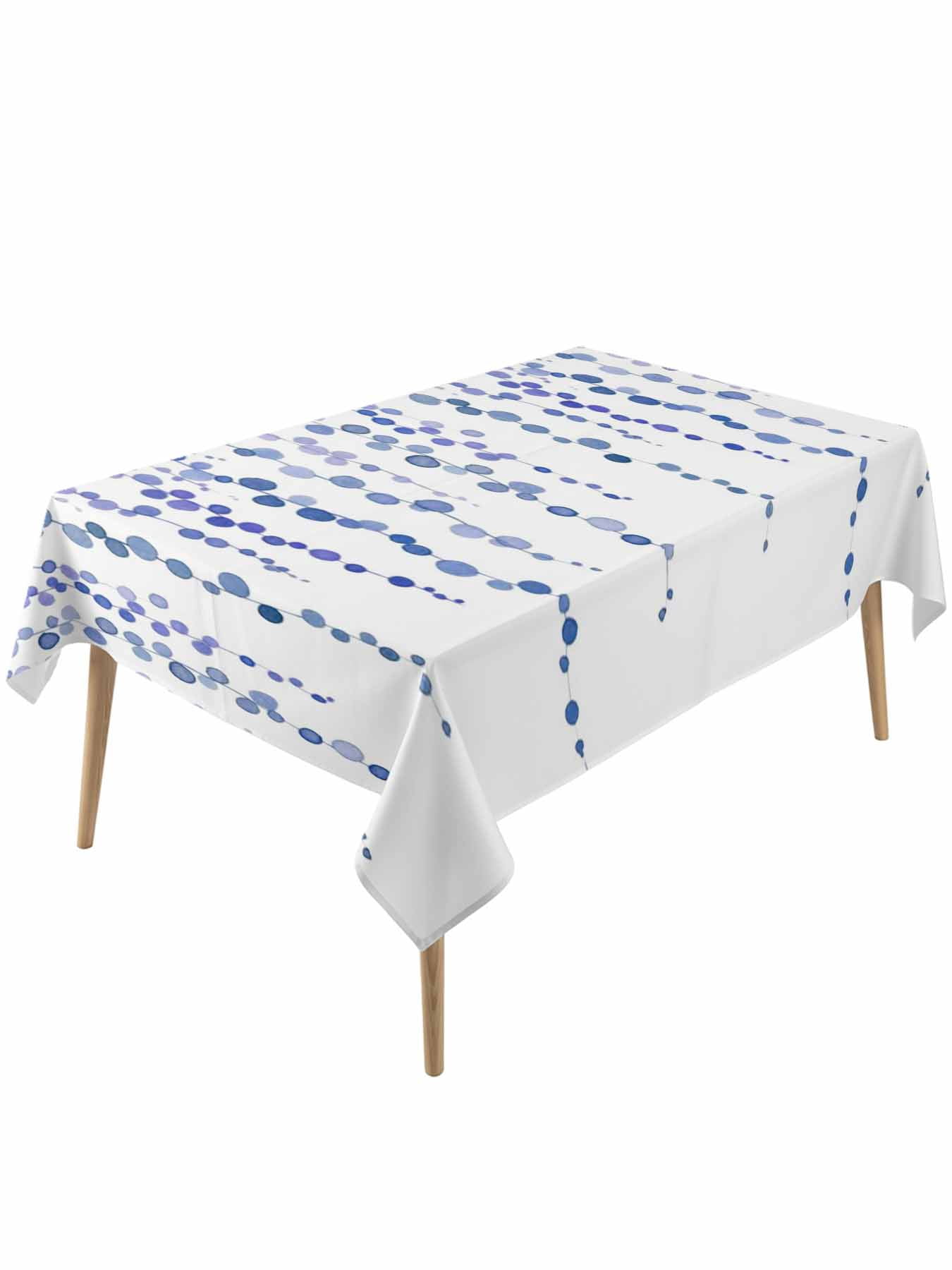 Navy Blue Polka Dots Table Cloth, Waterproof Tablecloth for Rectangle ...