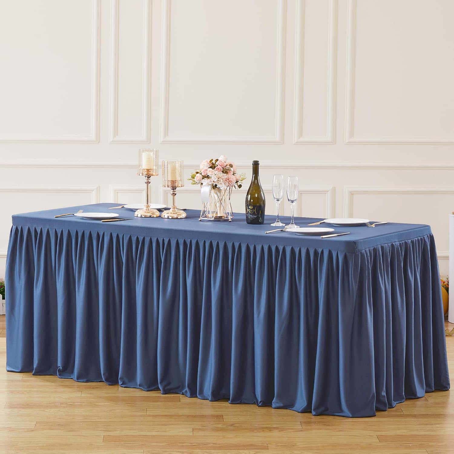 Navy Blue Polyester Table Clothes for 4 Foot Rectangle Tables, Wrinkle ...
