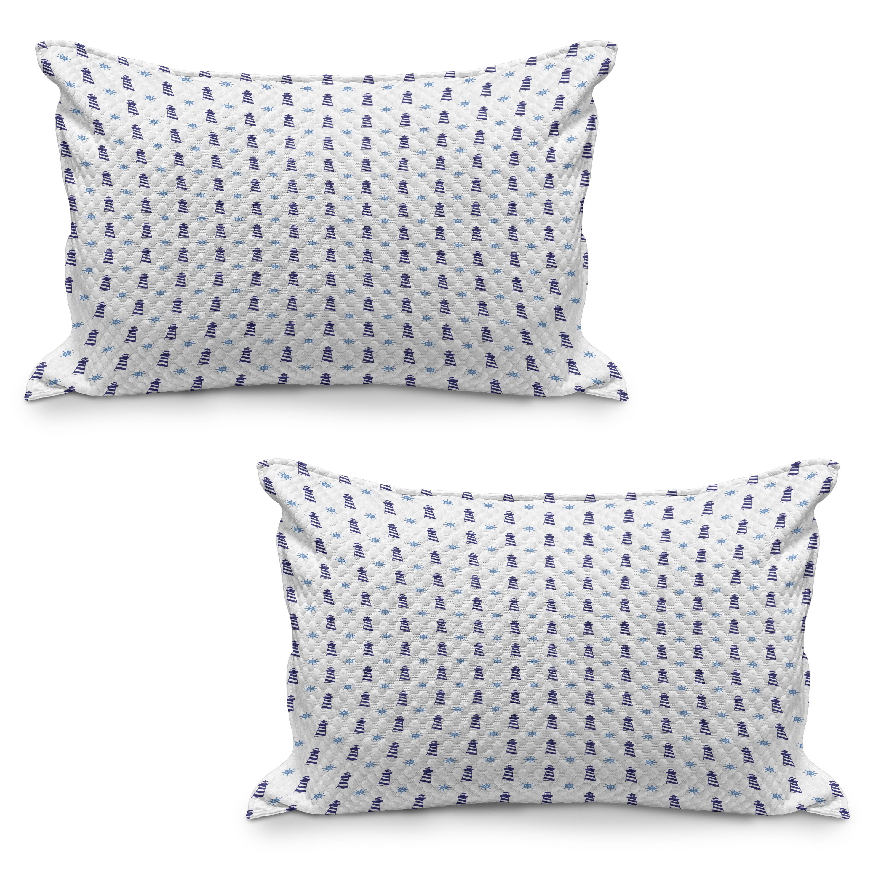 Navy Blue Quilted Pillowcover Set of 2, Nautical Elements Steering ...
