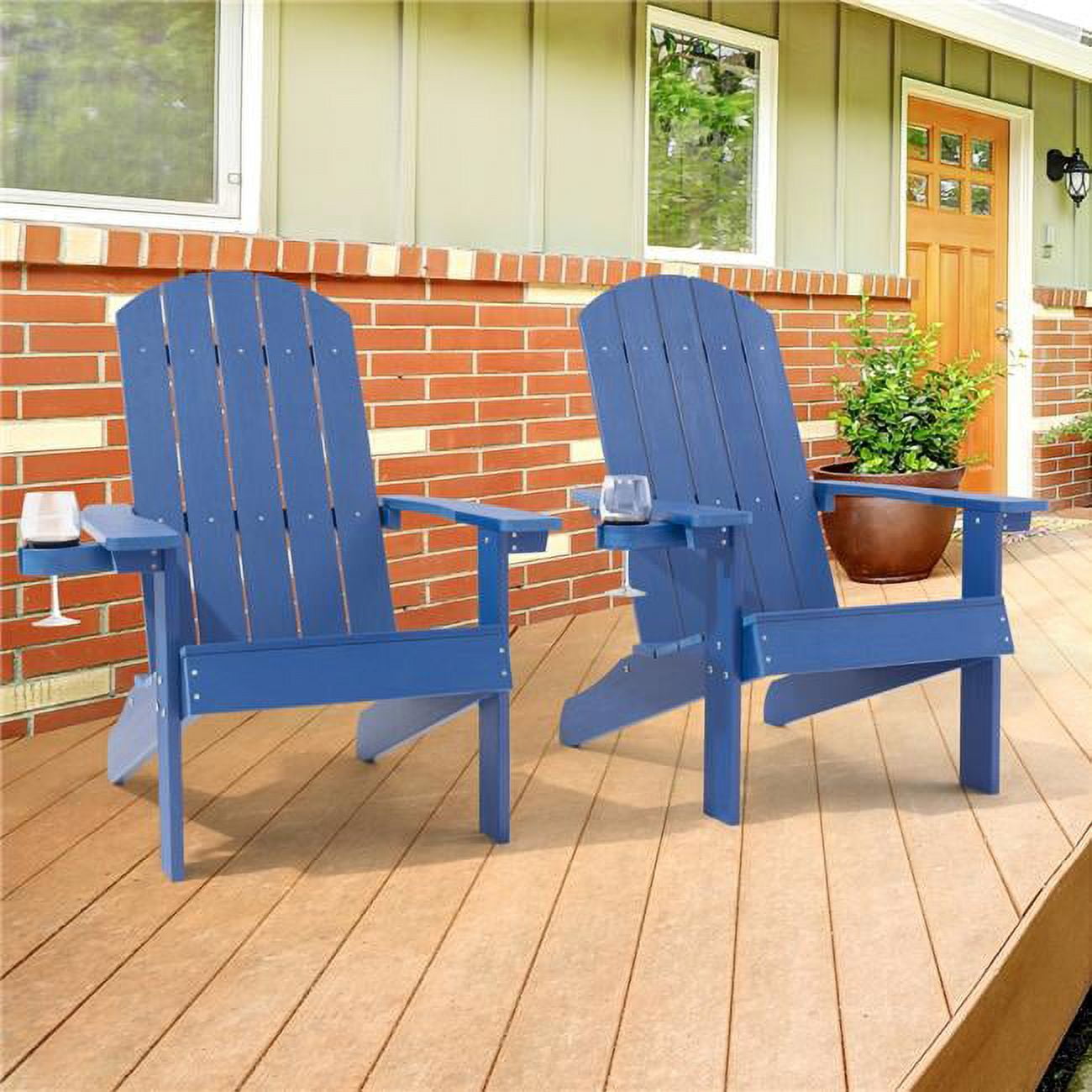 Navy Blue Recyled Plastic Weather Resistant Adirondack Chair with Cup ...