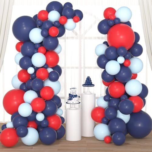 Navy Blue Red Balloon Garland Arch Kit - Macaron Blue, Navy Blue Red ...