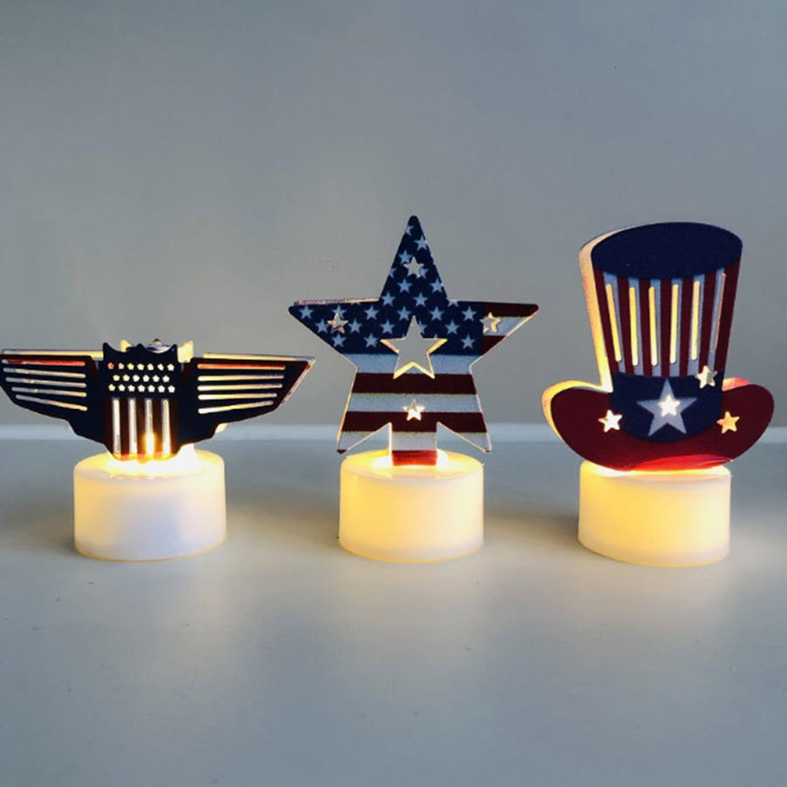 Navy Blue Red Night Light Set LED Lights Flameless Candles Battery for ...