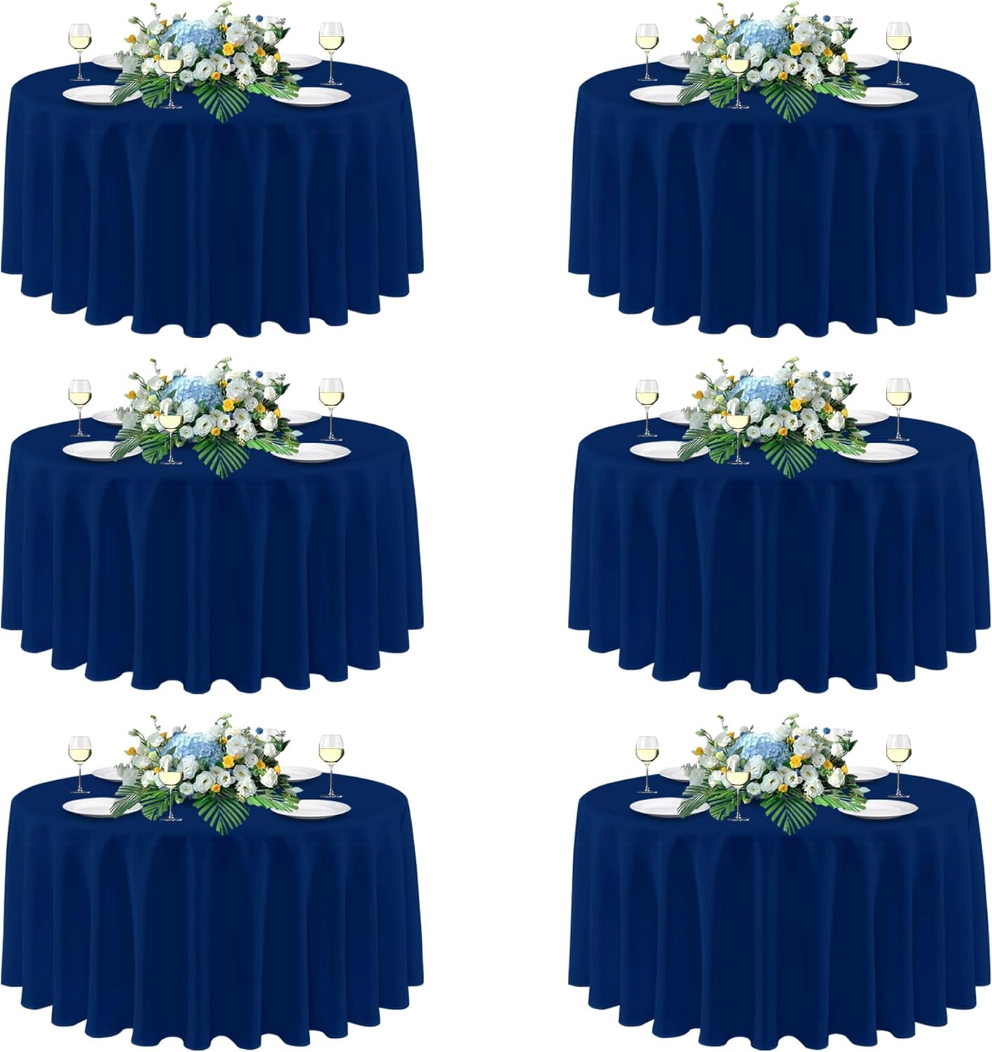 Navy Blue Round Tablecloths 108 Inch, 6 Pack - Circle Fabric Cloth ...