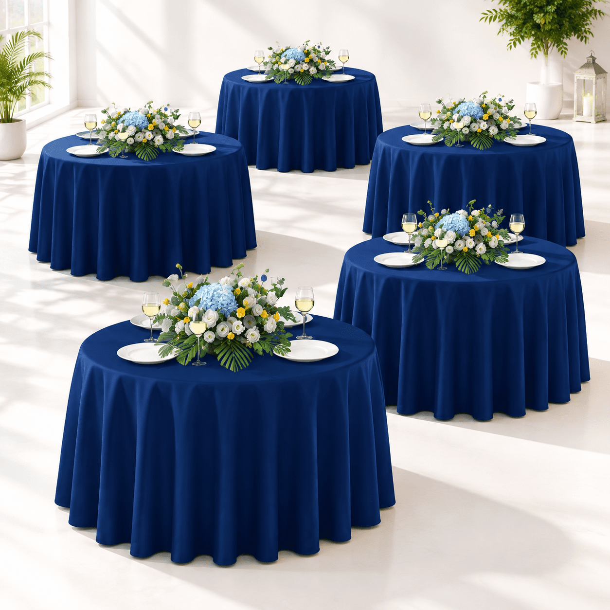 Navy Blue Round Tablecloths 108 Inch (fit 48-84 Tables) 6 Pack ...