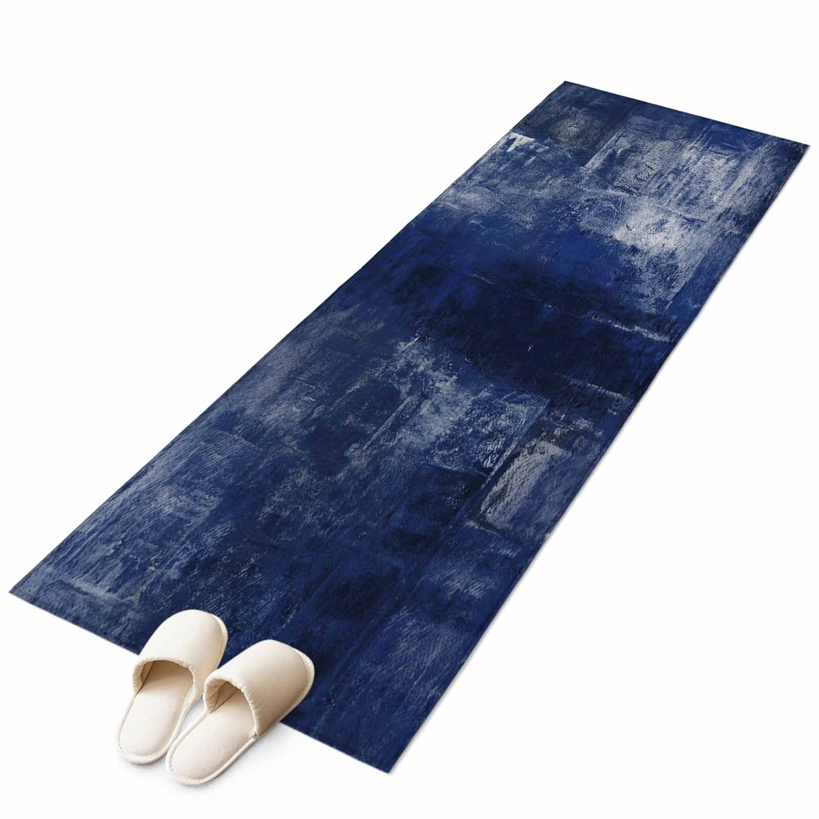 Navy Blue Runner Rug 2x6 FT, Non Slip Hallway Carpet, Retro Oil ...