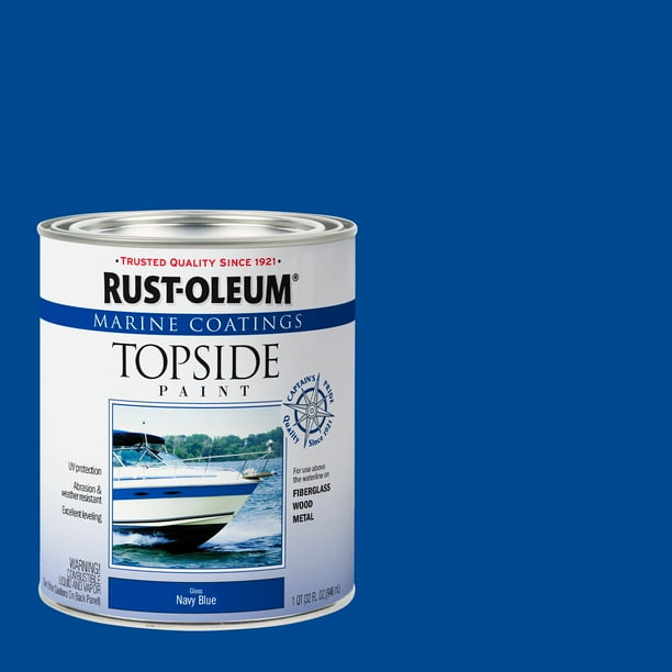 Navy Blue, Rust-Oleum Marine Coatings Topside Gloss Boat Paint, Quart ...