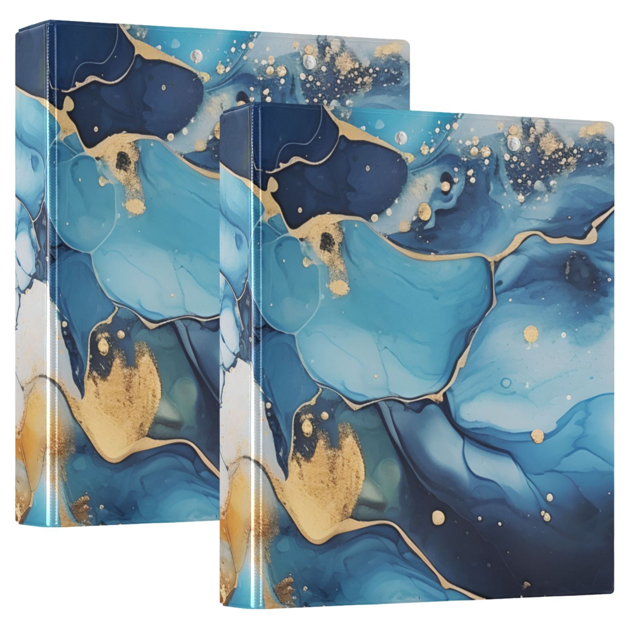 Navy Blue Sapphire Marble 3 Ring Hardcover Binders 1.5" Round Rings for ...