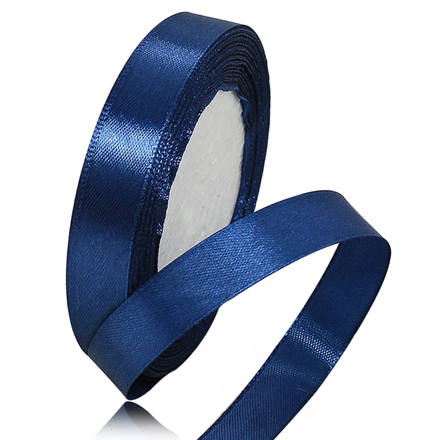 Navy Blue Satin Ribbon 5/8 Inches x 25 Yards, Solid Color Fabric Ribbon ...