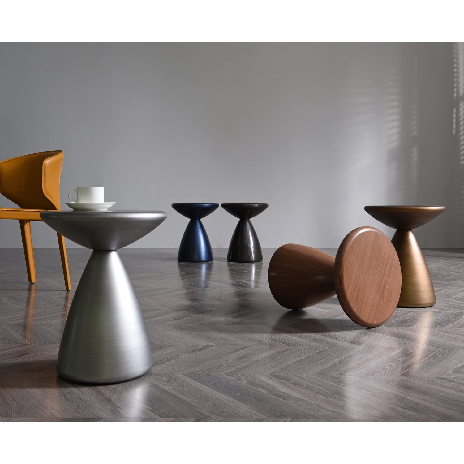 Navy Blue Side Table - Modern Metal Accent Table for Living Room ...