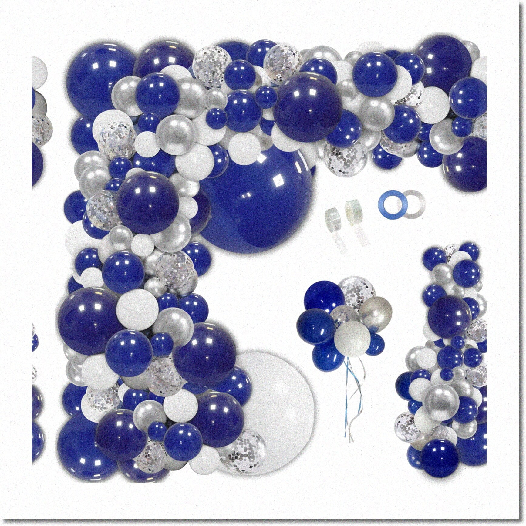 Navy Blue Silver Balloon Bliss: 145pcs Garland Kit for 2024 Graduation ...
