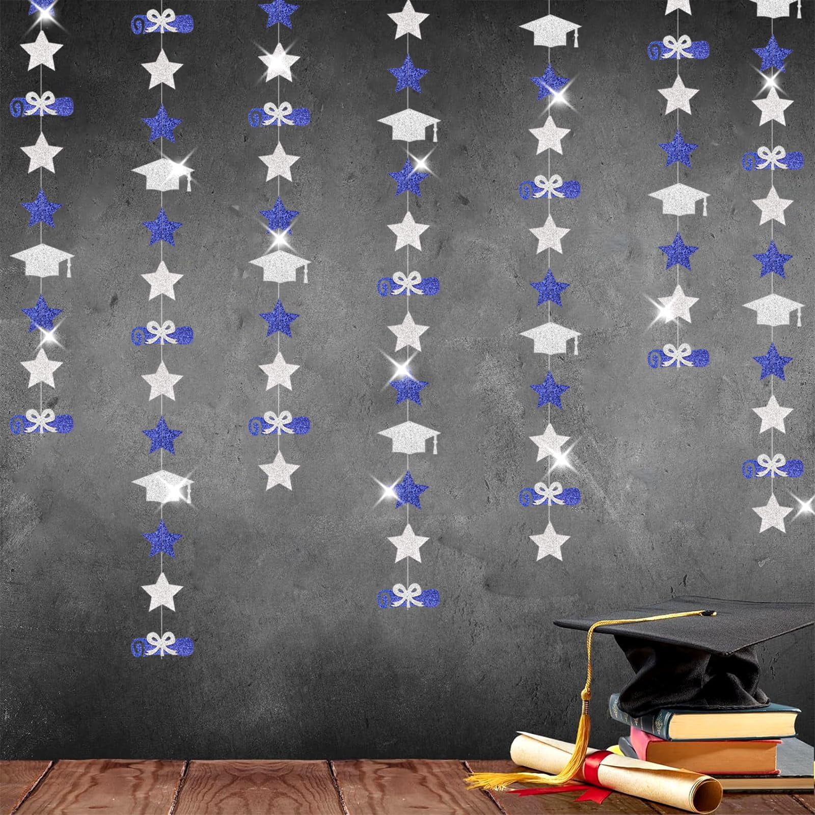 Navy-Blue Silver Graduation-2025TRDN Class Party-Decorations Garland ...