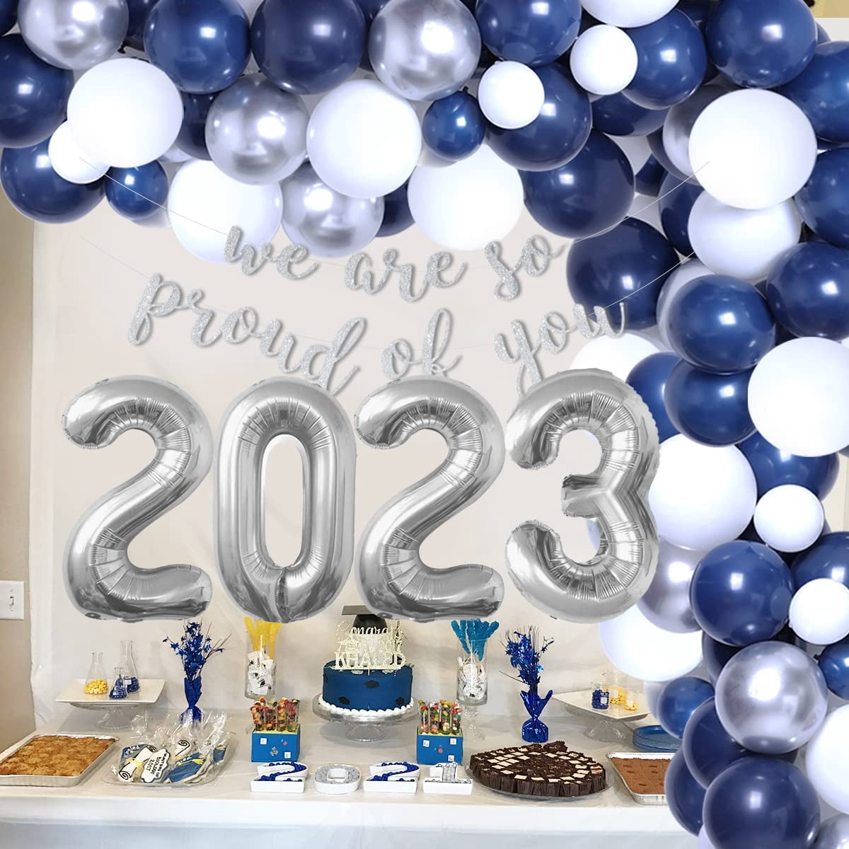 Navy Blue and Silver Graduation Decorations Party Supplies 2023 We are ...
