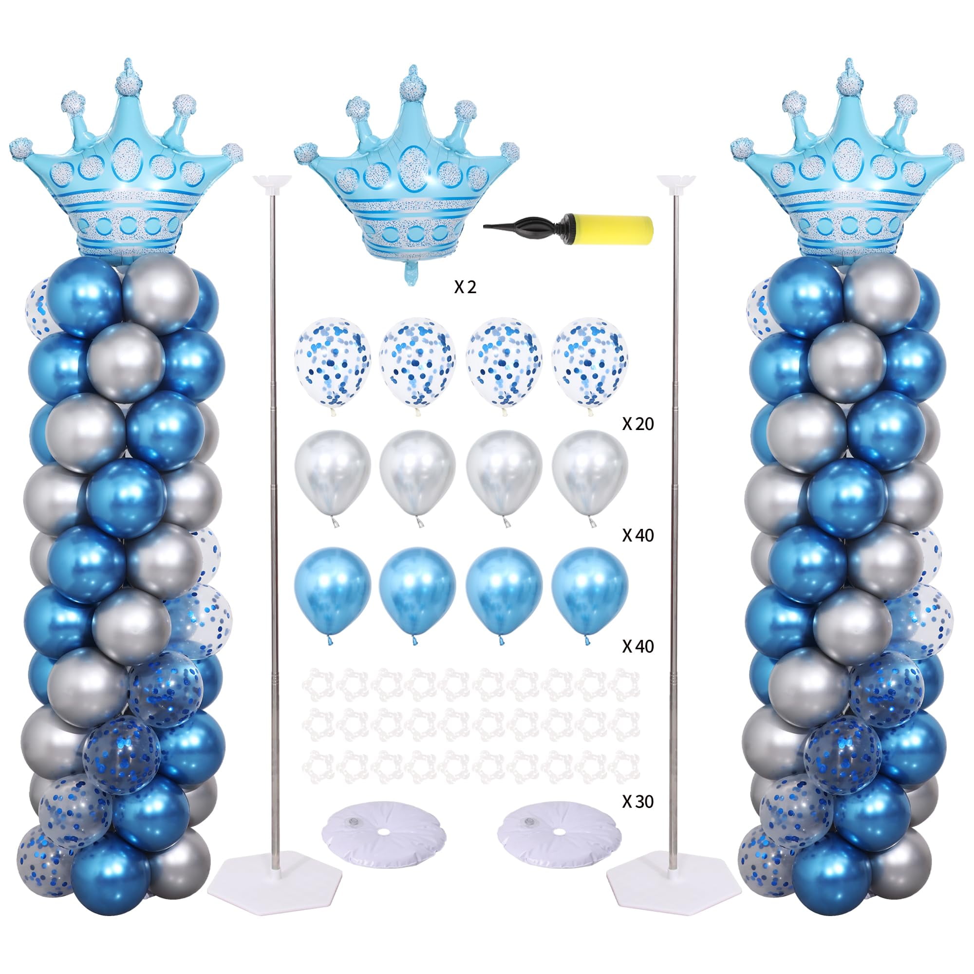 Navy Blue and Silver OIF8 Balloon Column Stand Kit 7 ft Height ...