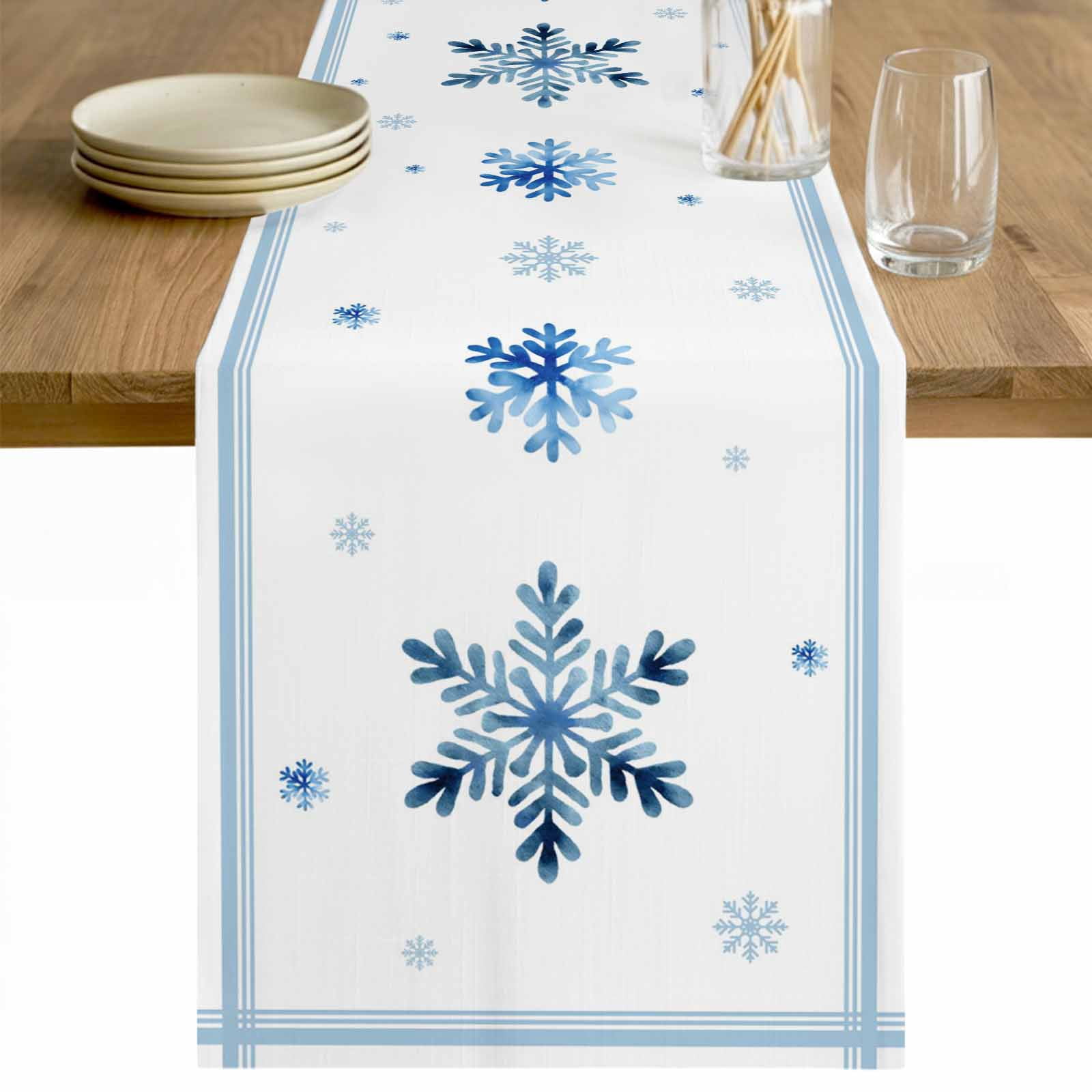 Navy Blue Snowflake Table Runner 108 Inches Long Farmhouse Dress ...