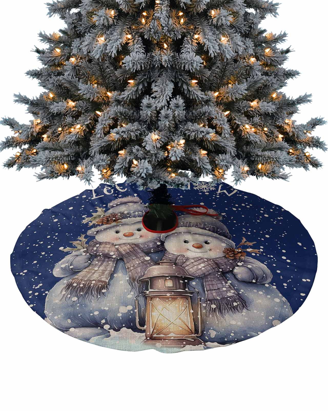 Navy Blue Snowman Christmas Christmas Tree Skirt 36 Inches Large ...