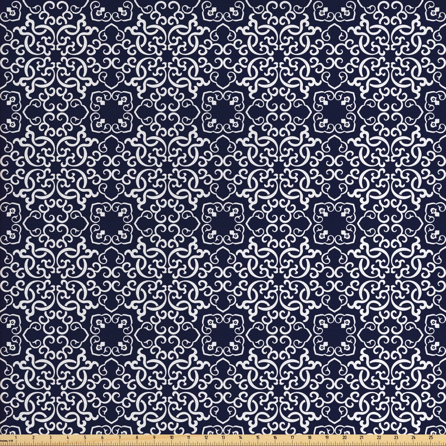 Ambesonne Navy Blue Fabric by the Yard Upholstery, Eastern Curlicues, 2 ...