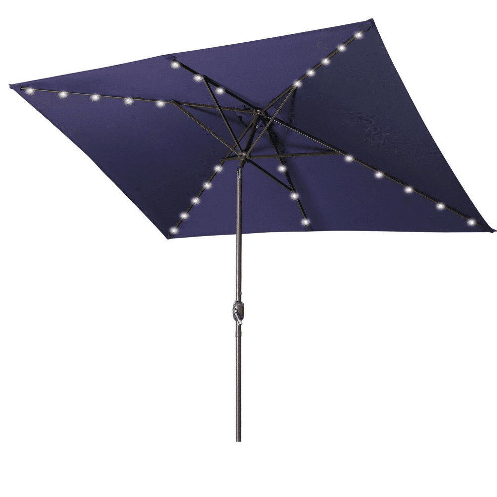Navy Blue Solar Patio Umbrella 6.5‘ x 10‘ Tilt & Crank System - Walmart.com
