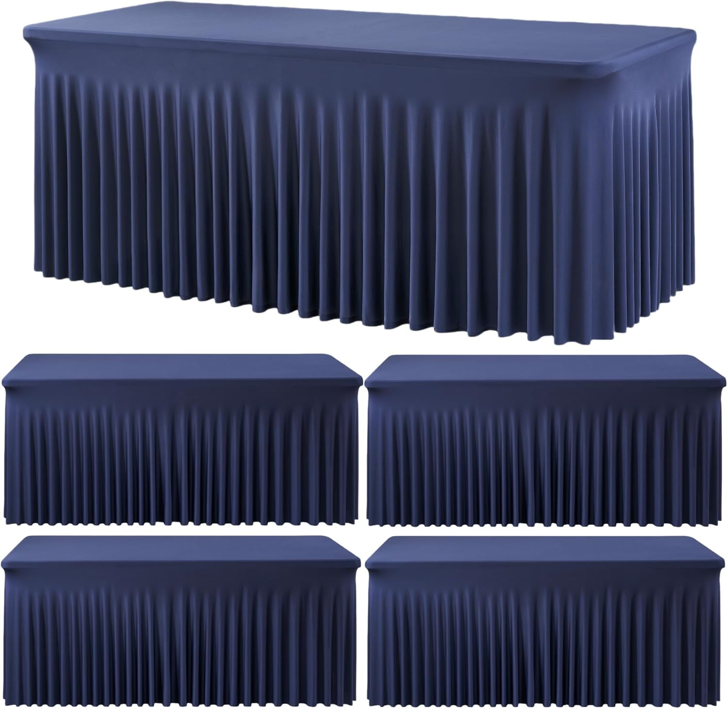 Navy Blue Spandex Table Cloth for Standard Folding Tables - 4-Pack, 6ft ...