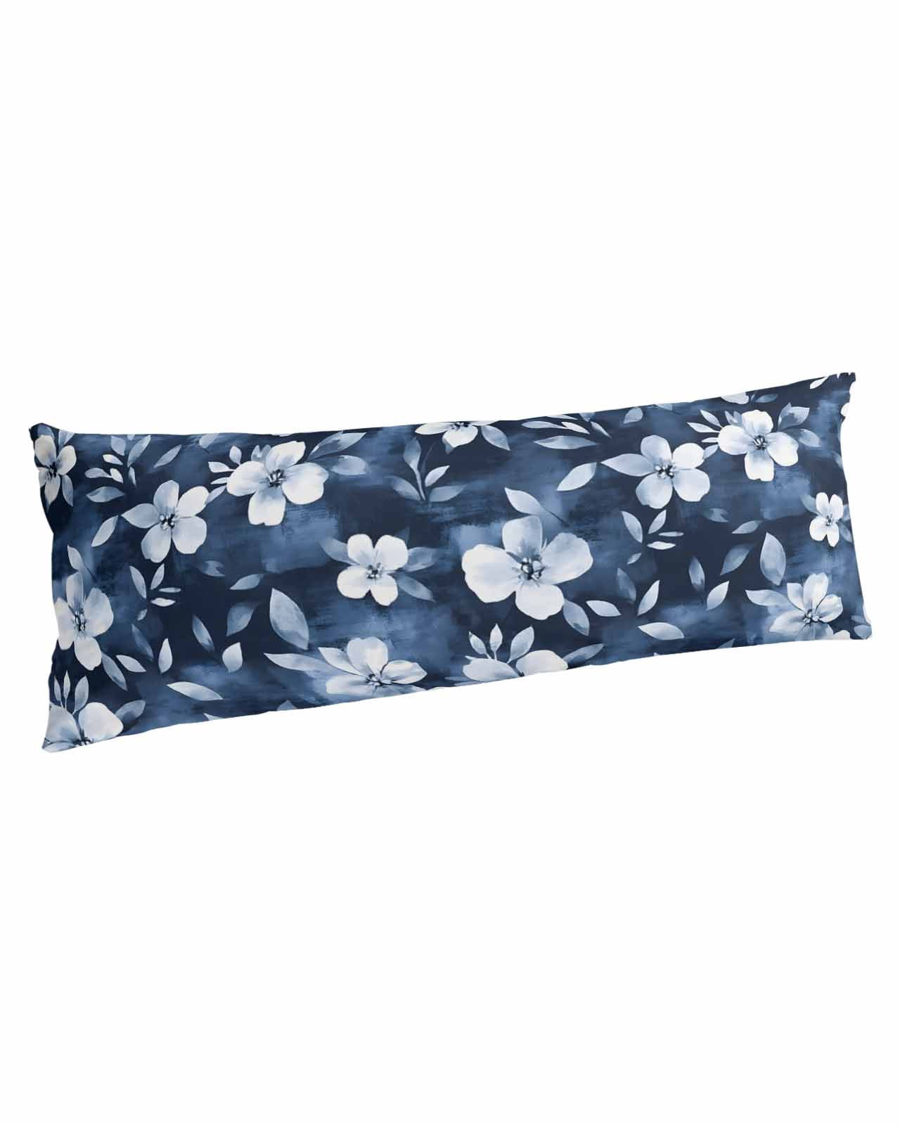 Navy Blue Spring Floral Body Pillow Covers, Summer Flowers Watercolor ...