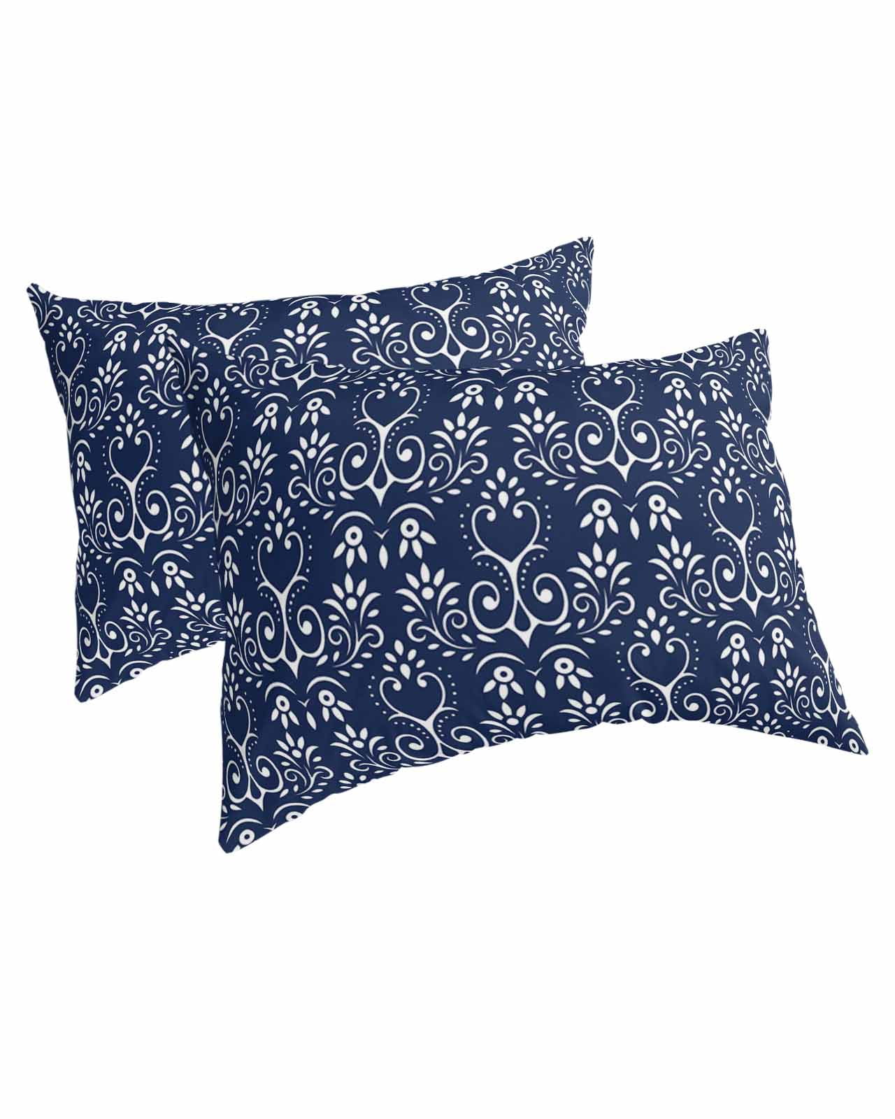 Navy Blue Spring Floral Pillow Covers King Size 2 Pack, Modern Abstract ...