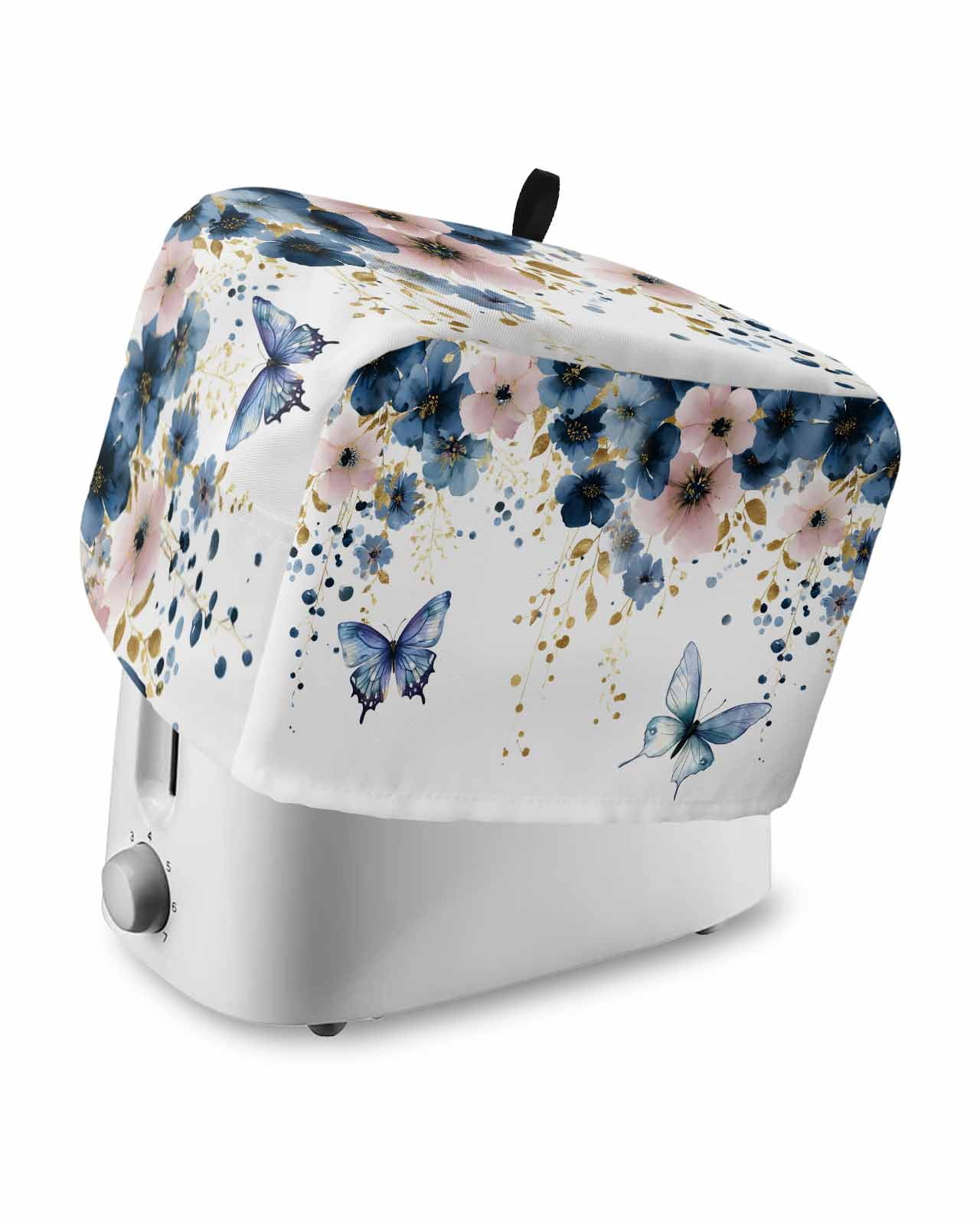 Navy Blue Spring Floral Small Toaster Cover 2 Slice, Kitchen Appliance ...