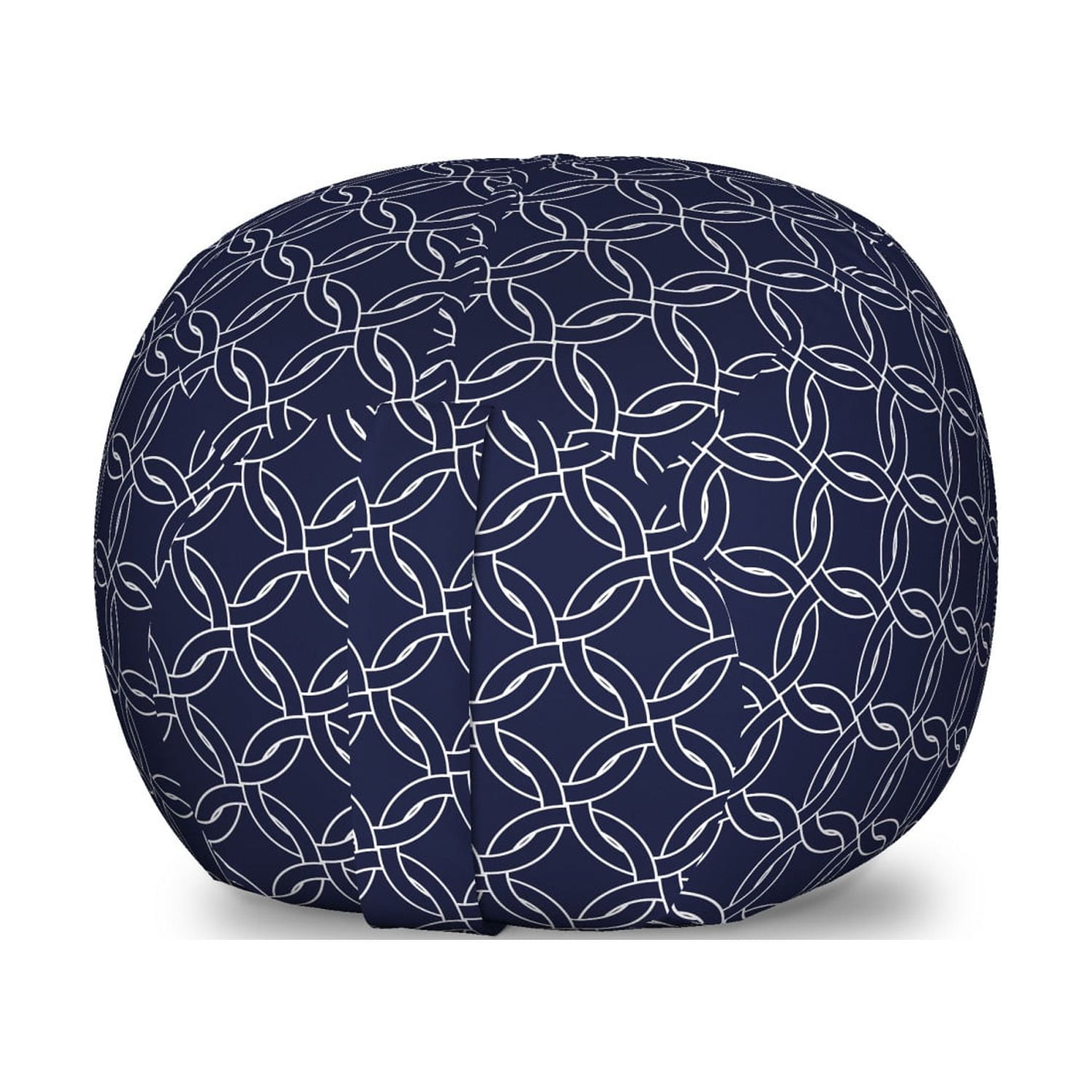 Navy Blue Storage Toy Bag Chair, Abstract Geometric Entangled Circles ...